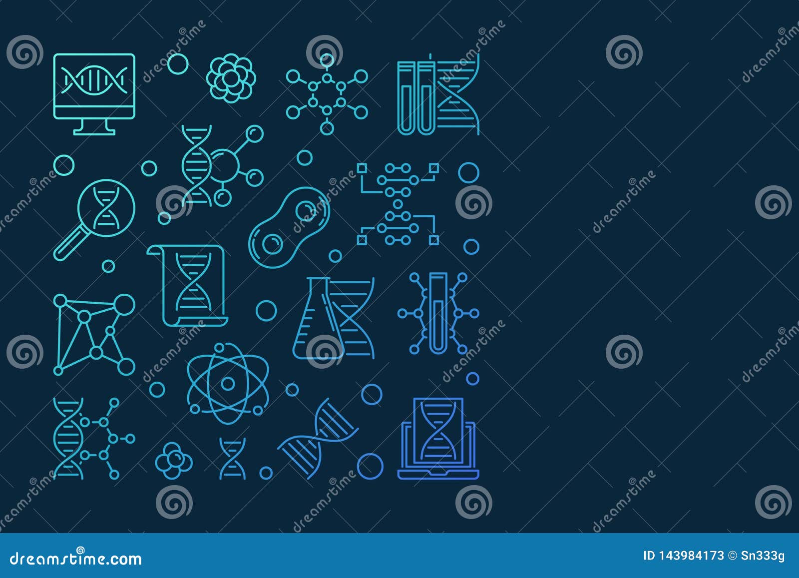 Vector Genetics Blue Line Square Banner or Design Element Stock Vector ...