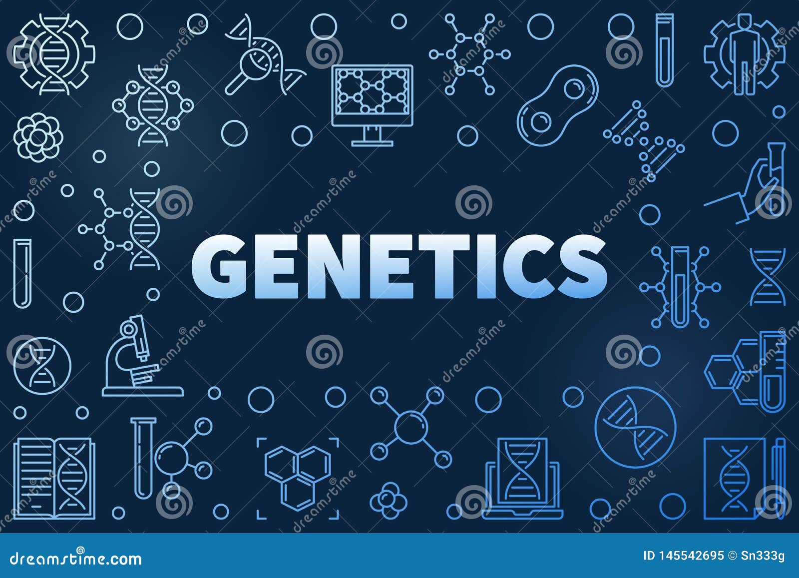 Genetics Blue Icons Set - Vector DNA Concept Symbols | CartoonDealer ...
