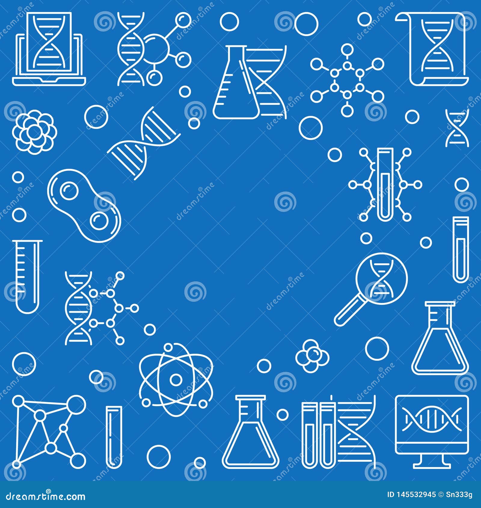 Vector Genetics and Science Outline Illustration or Frame Stock Vector ...