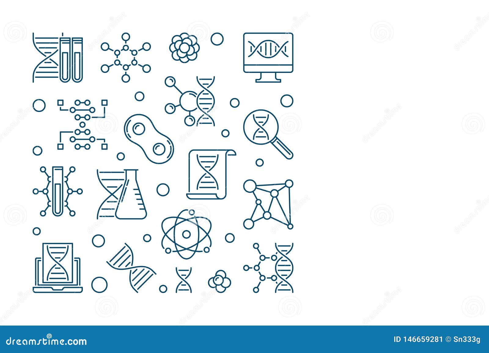 Vector Genetics And Biochemistry Color Flat Line Outline Icons For Apps ...