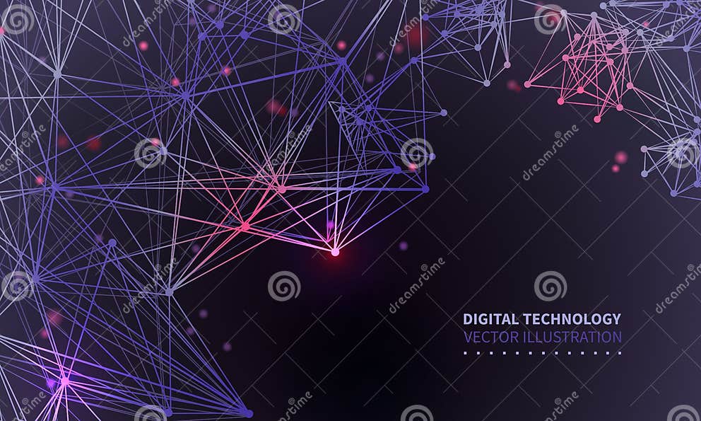 Vector Geometric Abstract Background with Connected Line and Dots ...