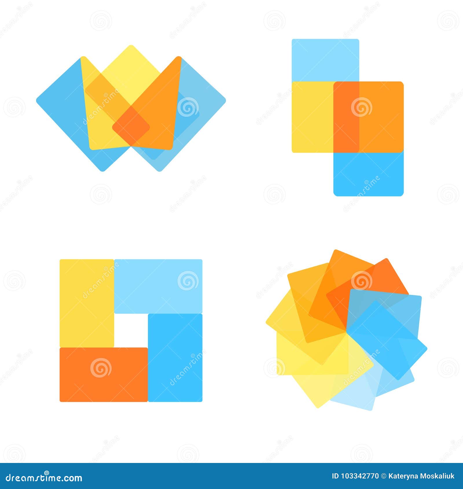 Vector Geometric Abstract Logo Design Elements with Multiply Shapes ...