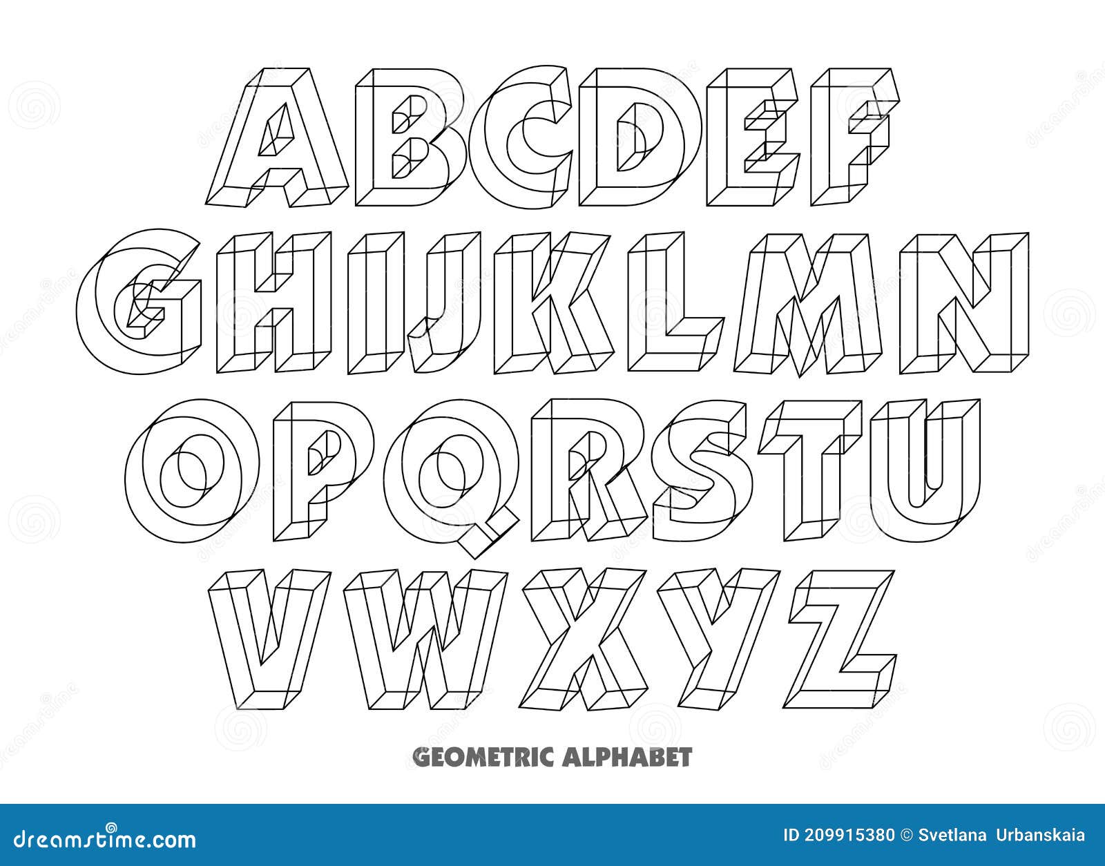 Vector of Geometric Alphabet Letters. 3d Isometric Alphabet Font Stock ...
