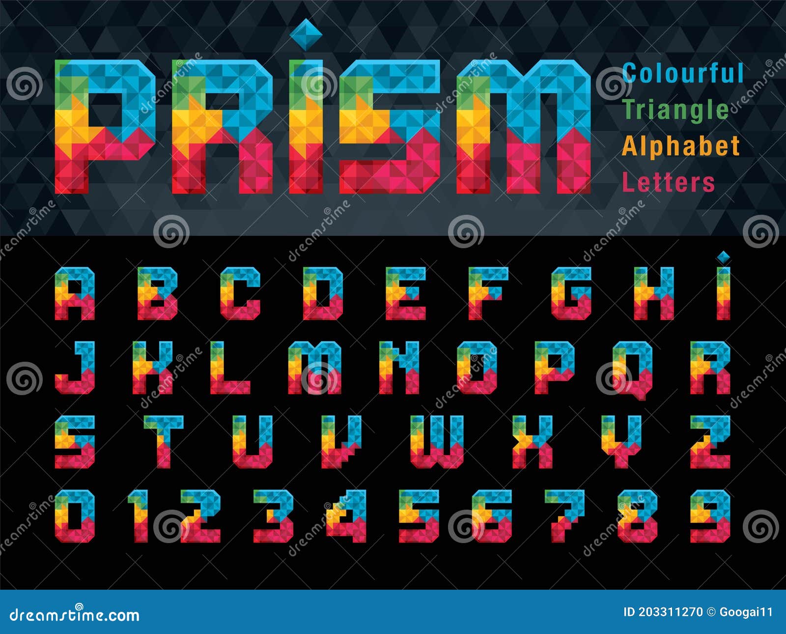 Vector of Geometric Alphabet Letters and Numbers, Abstract Colourful ...