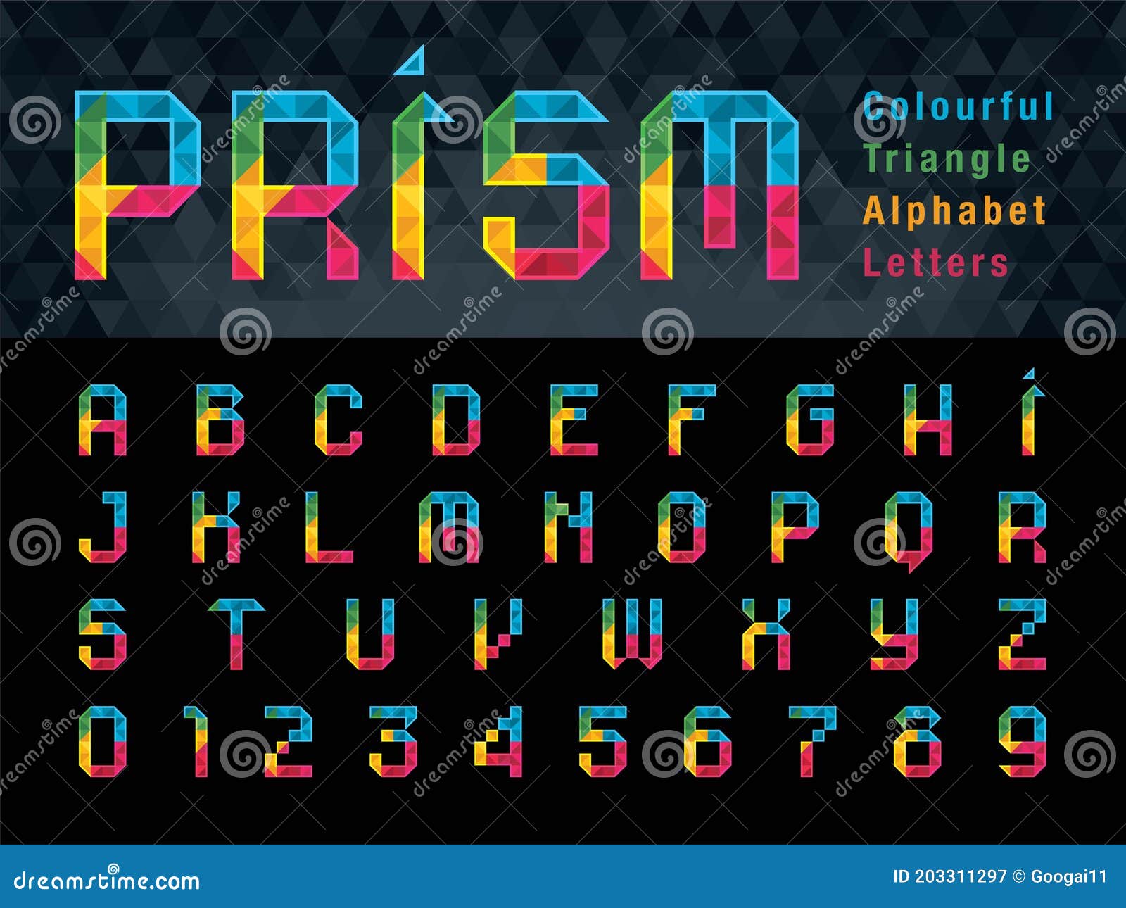 Vector of Geometric Alphabet Letters and Numbers, Abstract Colourful ...