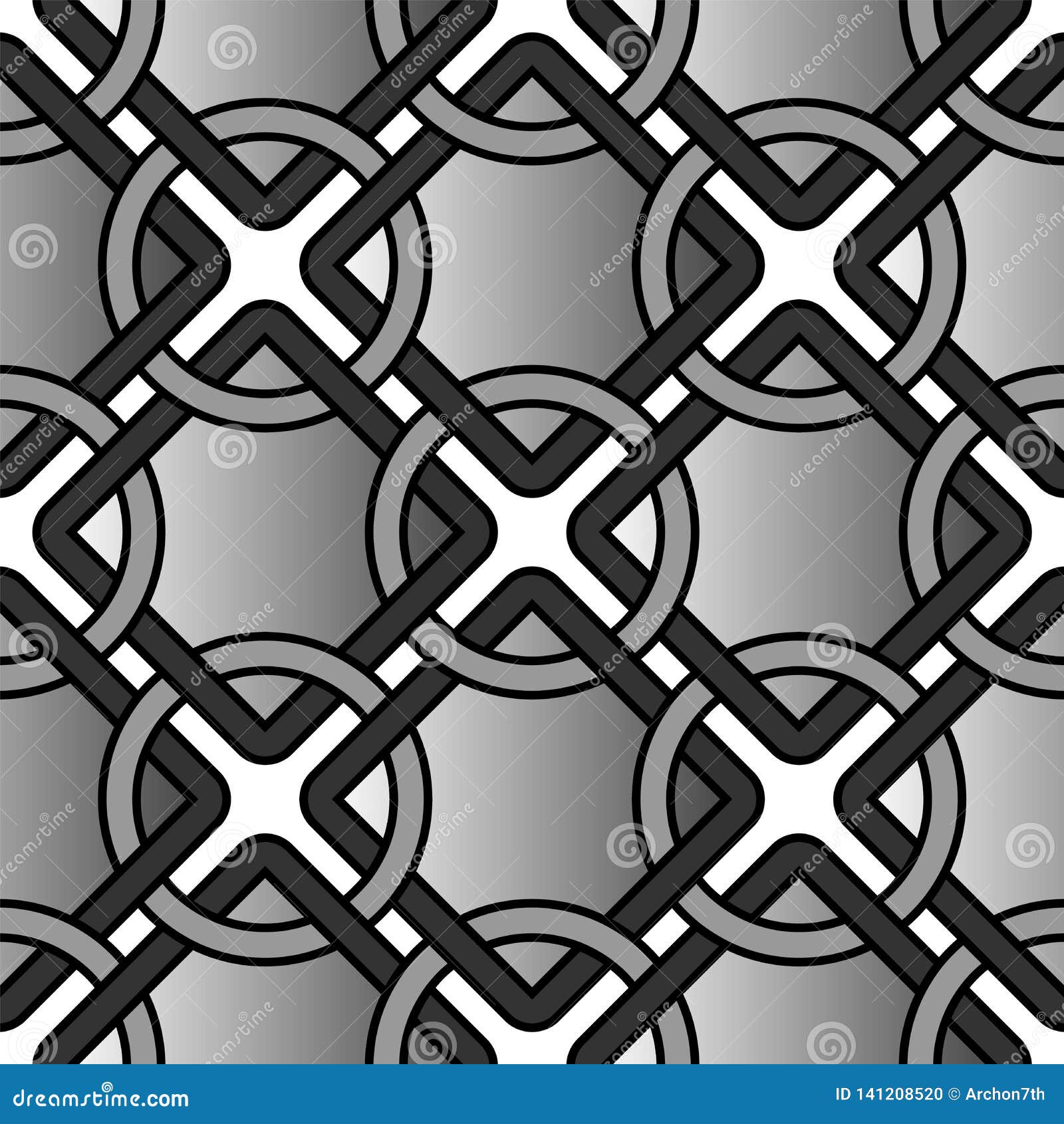 Vector Geometric Background with Rings and Square Grid Tiles Seamless ...