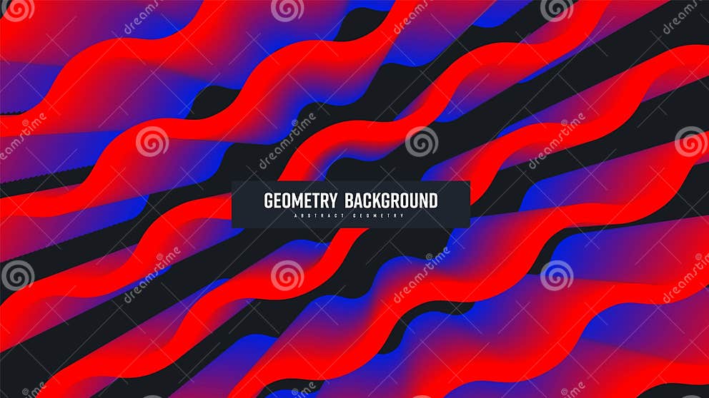 Vector Geometric Background, Gradient Diagonal Zigzag Lines, Shape Blend 3d, Abstract Red, Blue ...