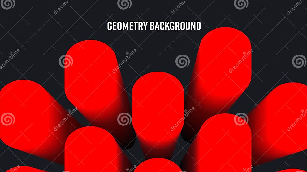 Vector Geometric Background, Gradient Red Ovals on Black Backdrop ...