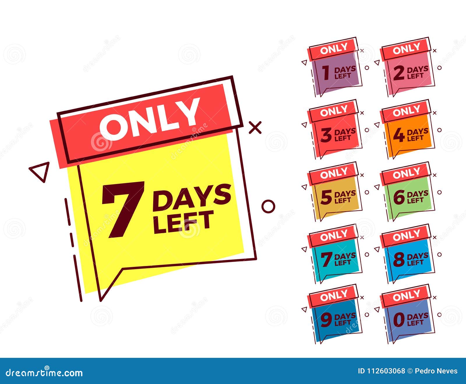 10 Days Left Or To Go Sale Countdown Vector Icons Set, Ten Number ...
