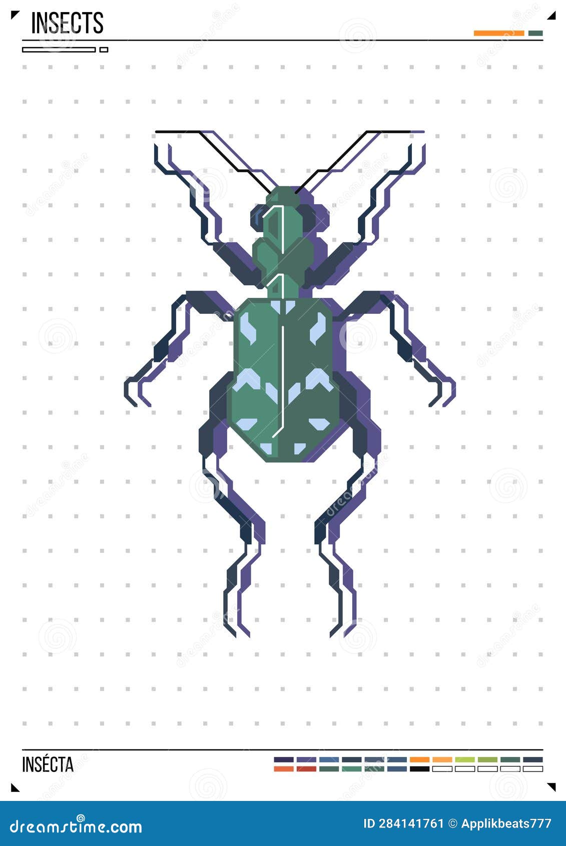 Vector Geometric Bug or Beetle. Insect on Poster Background Stock ...