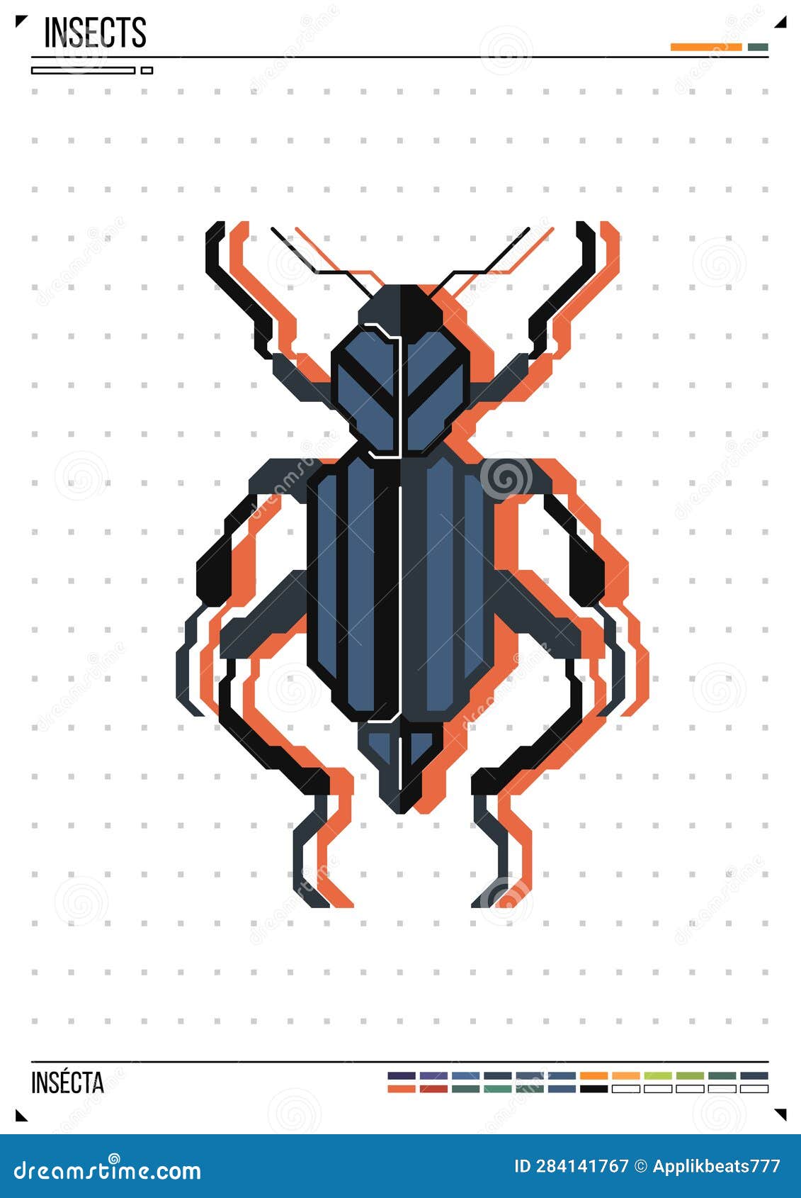 Vector Geometric Bug or Beetle. Insect on Poster Background Stock ...