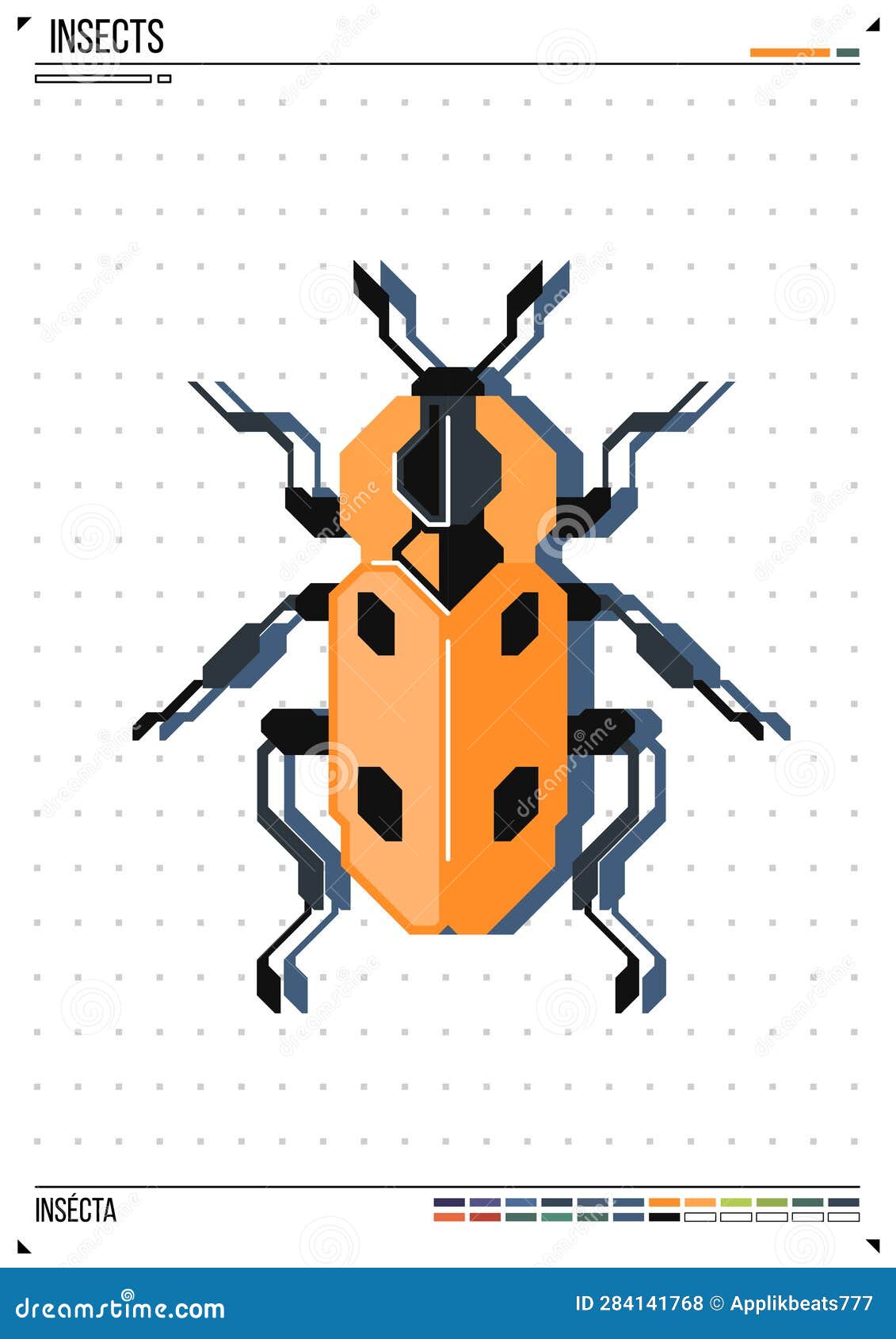 Vector Geometric Bug or Beetle. Insect on Poster Background Stock ...