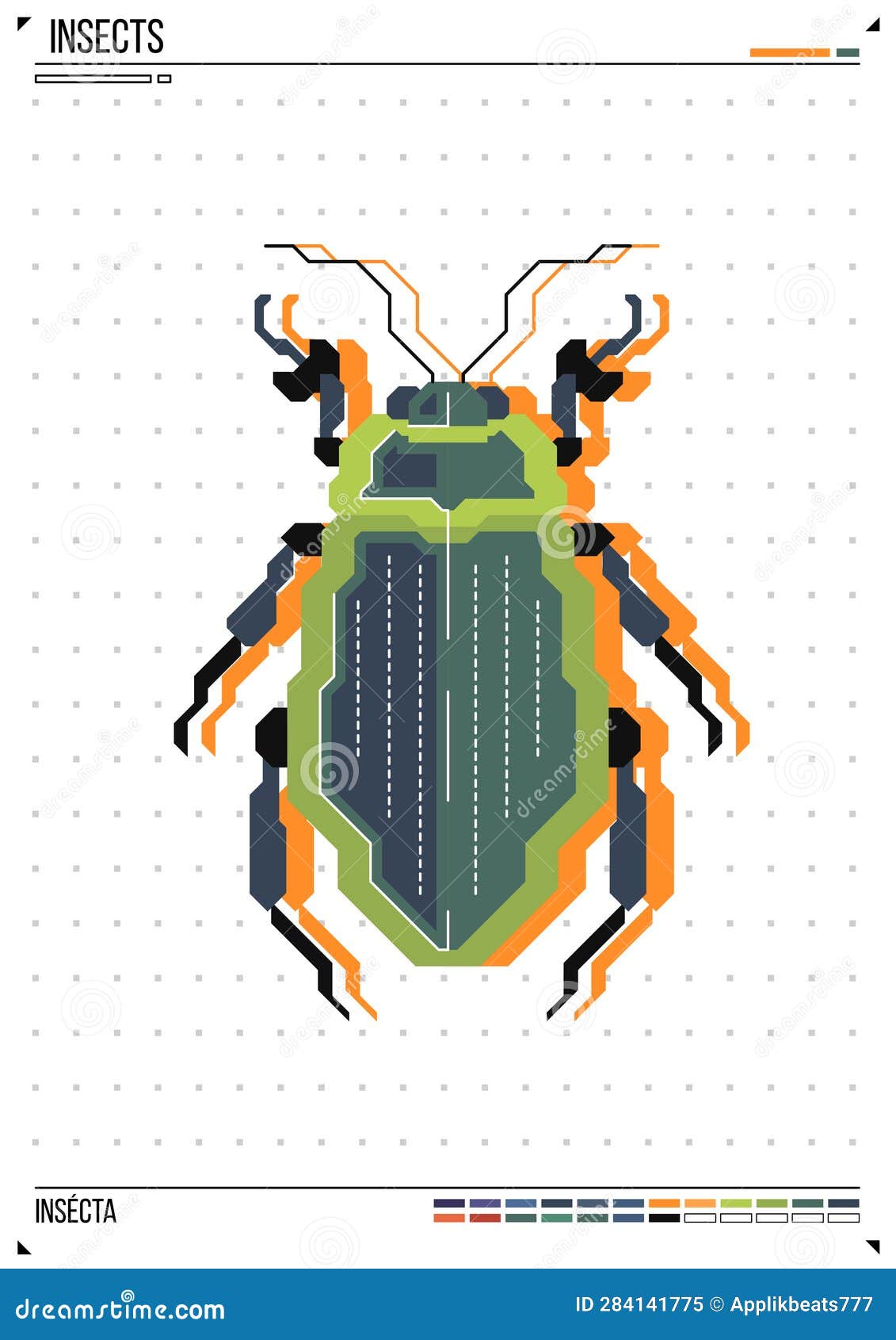 Vector Geometric Bug or Beetle. Insect on Poster Background Stock ...