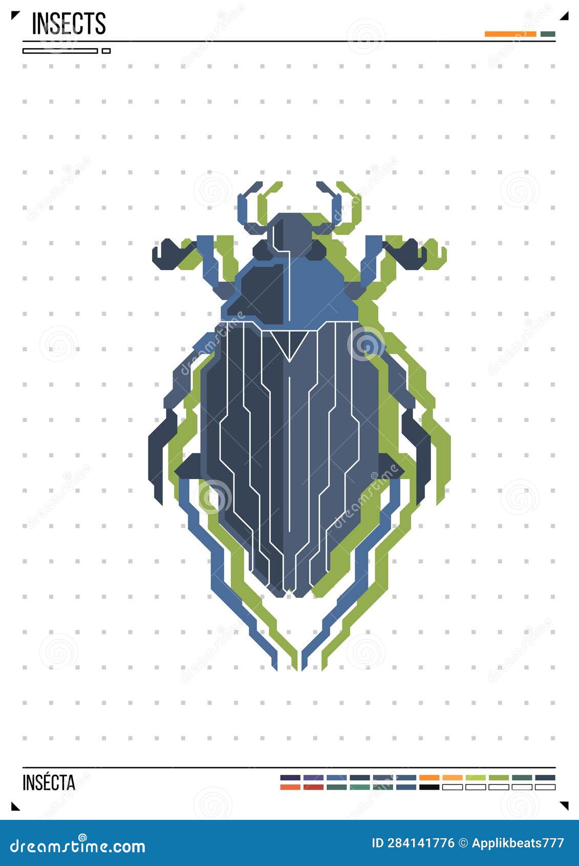 Vector Geometric Bug or Beetle. Insect on Poster Background Stock ...