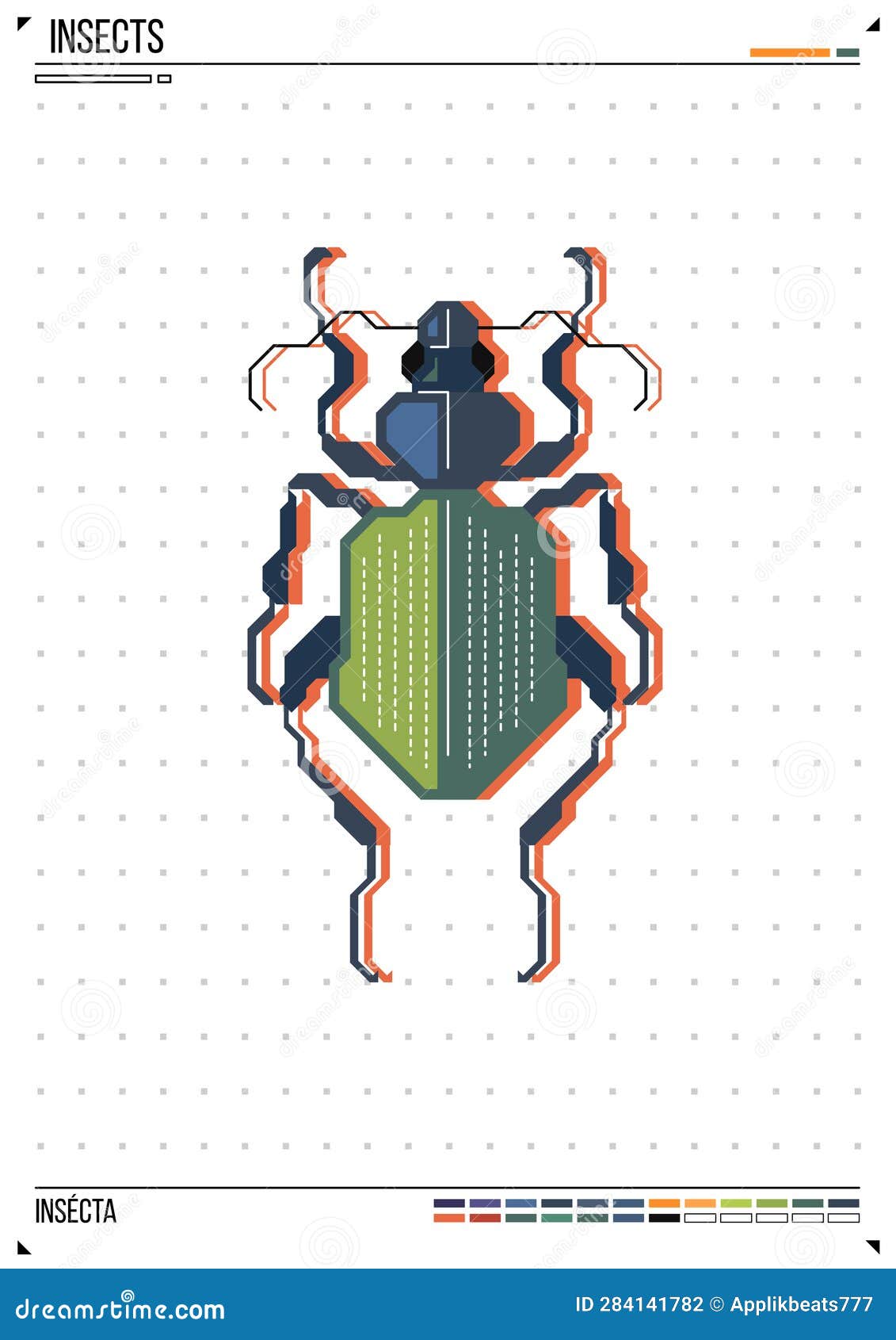 Vector Geometric Bug or Beetle. Insect on Poster Background Stock ...