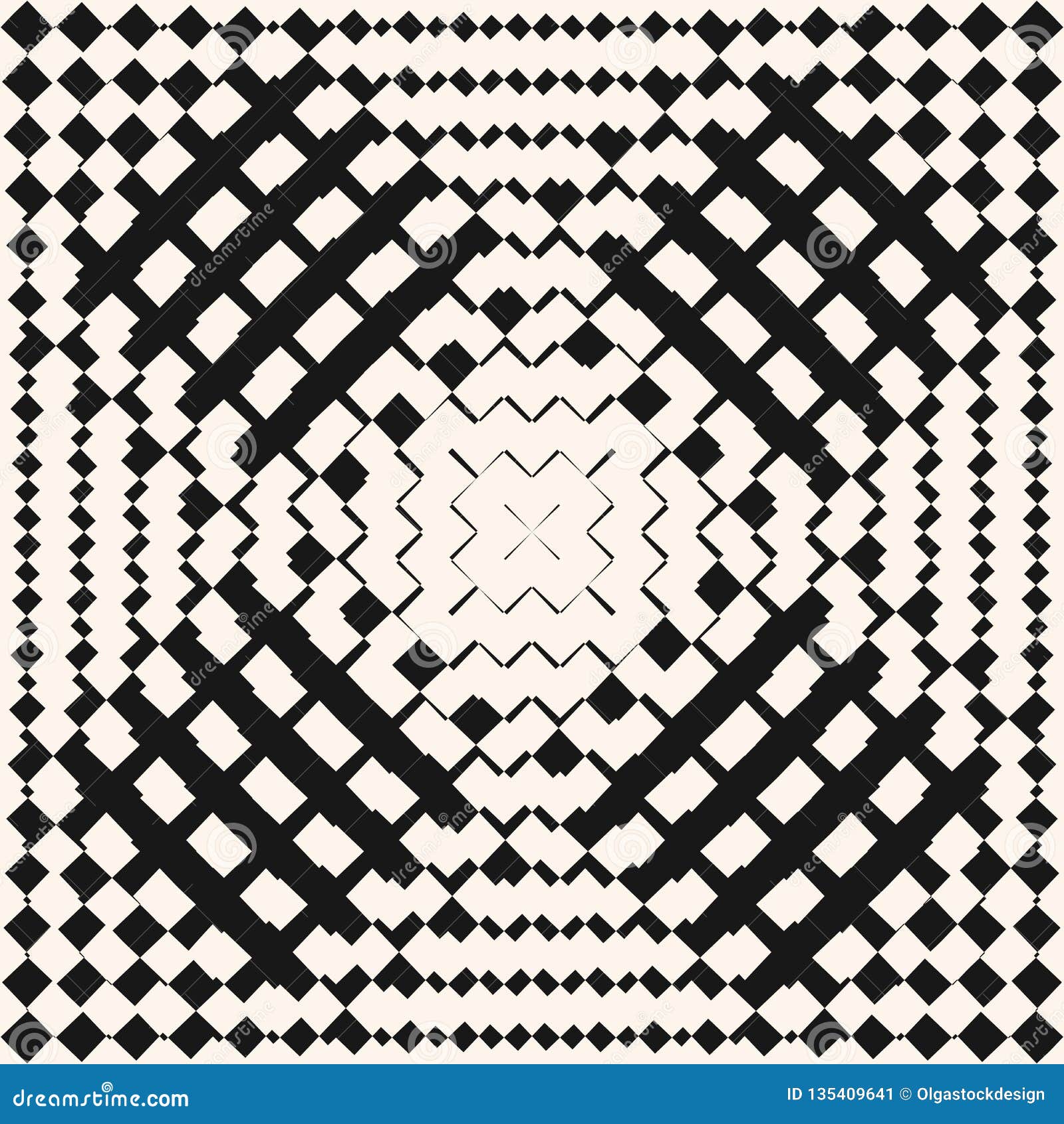 Vector Geometric Checkered Seamless Pattern. Radial Gradient Transition ...