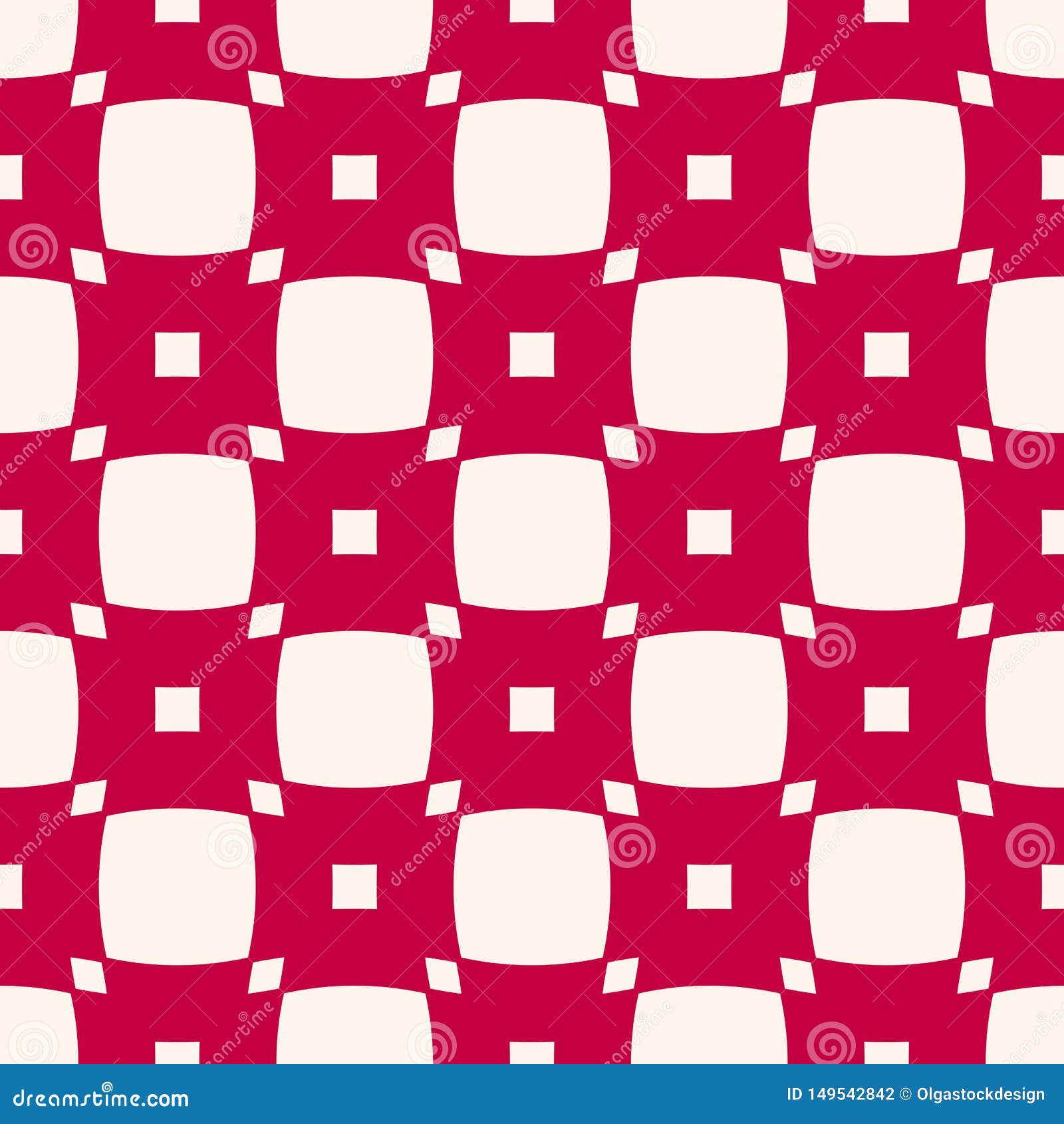 Vector Geometric Checkered Seamless Pattern. Red and White Squares ...