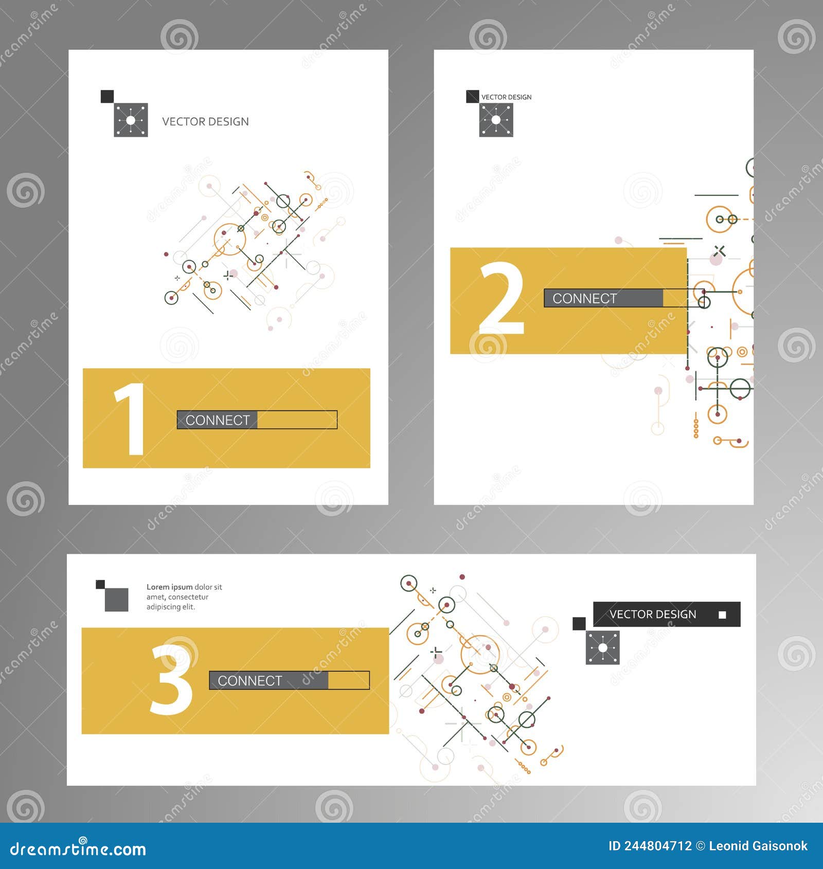 Vector Geometric Data Design. Circles Dots Lines Connecting in Abstract ...