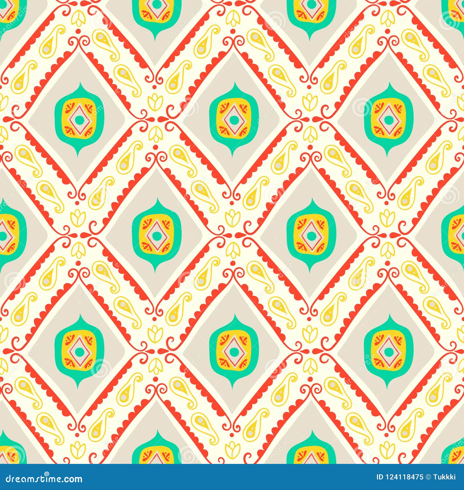 Vector Geometric Ethnic Pattern with Diamonds, Triangles Stock Vector ...