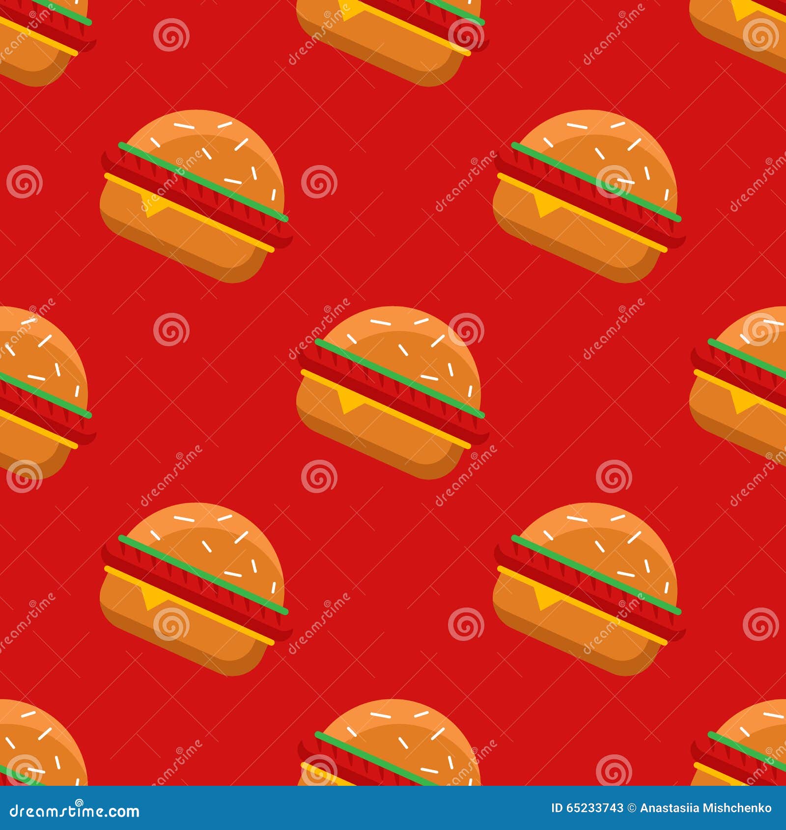 Vector Geometric Flat Burgers Seamless Pattern Stock Vector ...