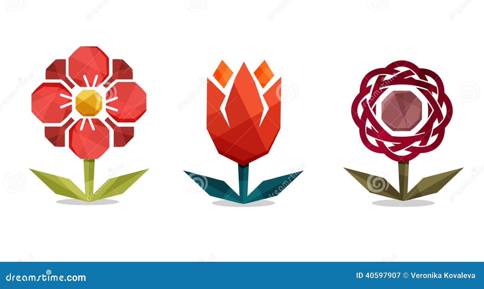 Vector geometric flowers stock vector. Illustration of isolated - 40597907