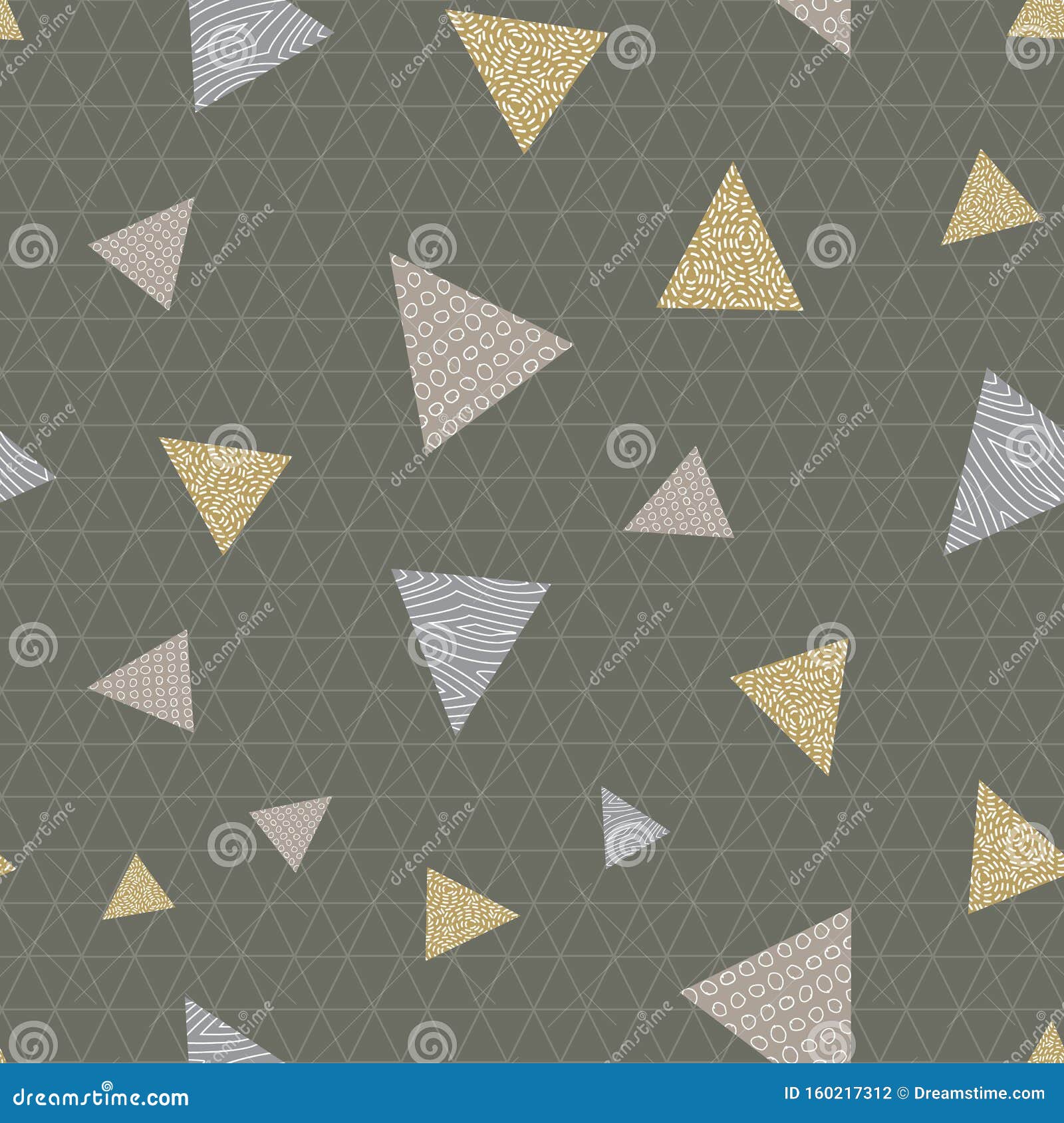 Vector Geometric Gold Brown Gray Triangles on Green Background Seamless ...