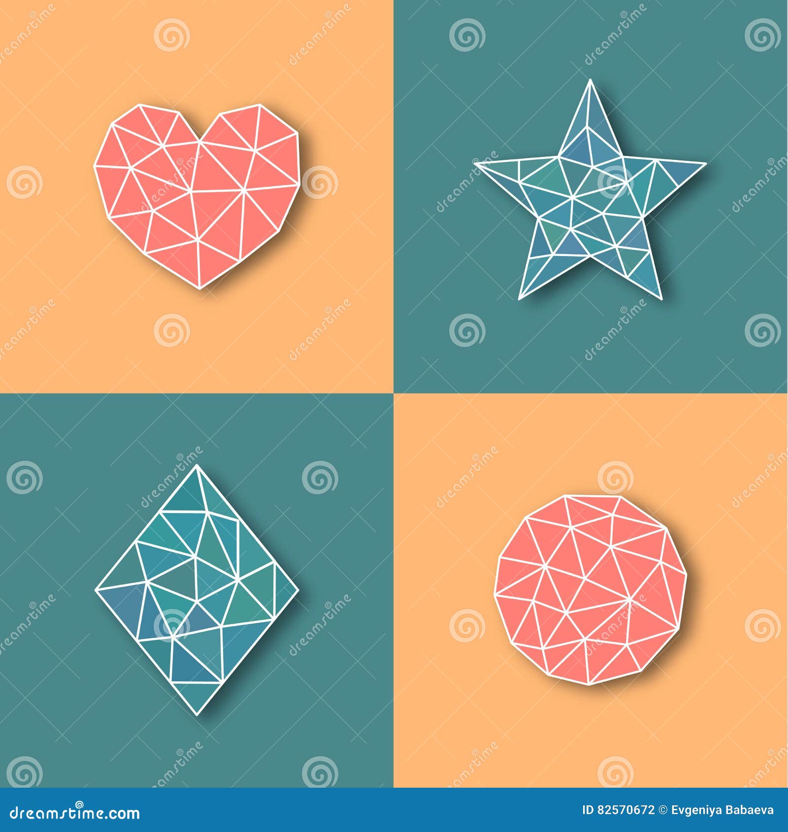 Vector Geometric Icons Made of Triangles. Stock Vector - Illustration ...