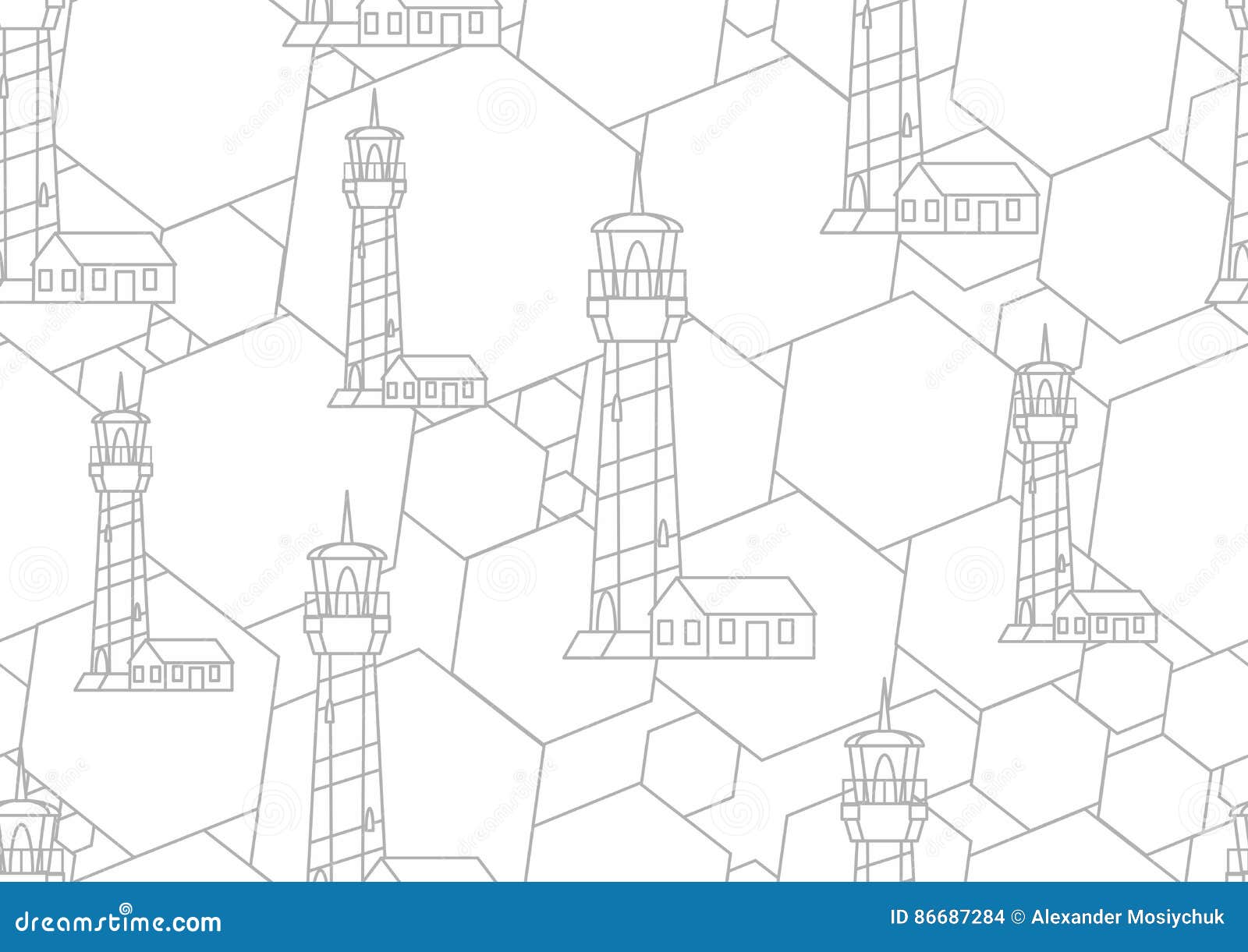 Vector Geometric Lighthouse Seamless Background Pattern. Stock Vector ...