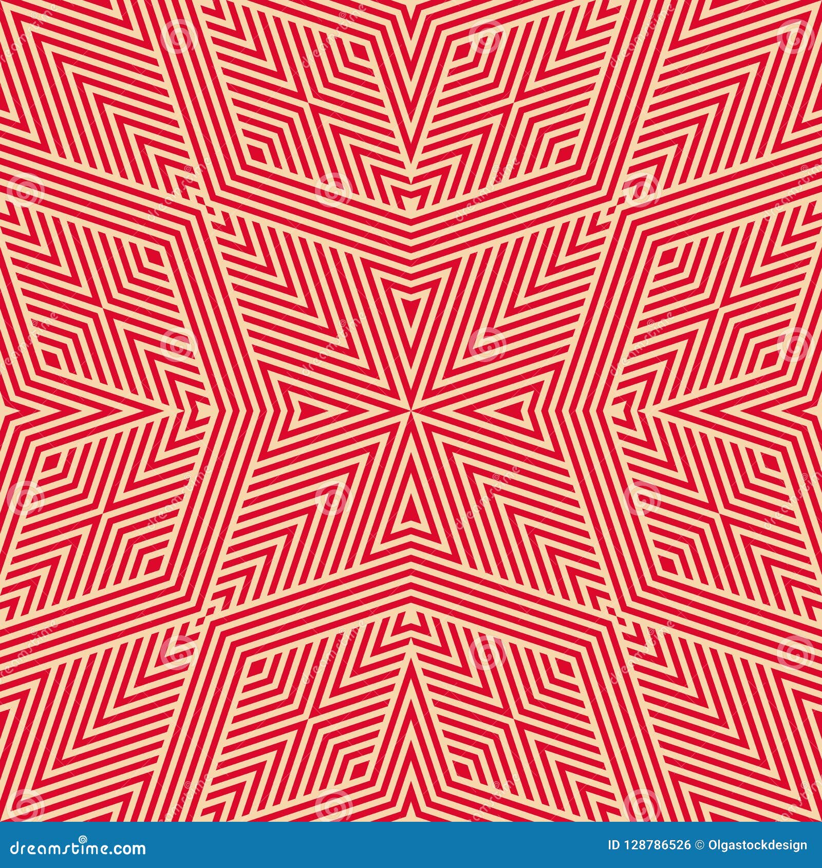 Vector Geometric Lines Pattern. Abstract Seamless Ornament in Red and ...
