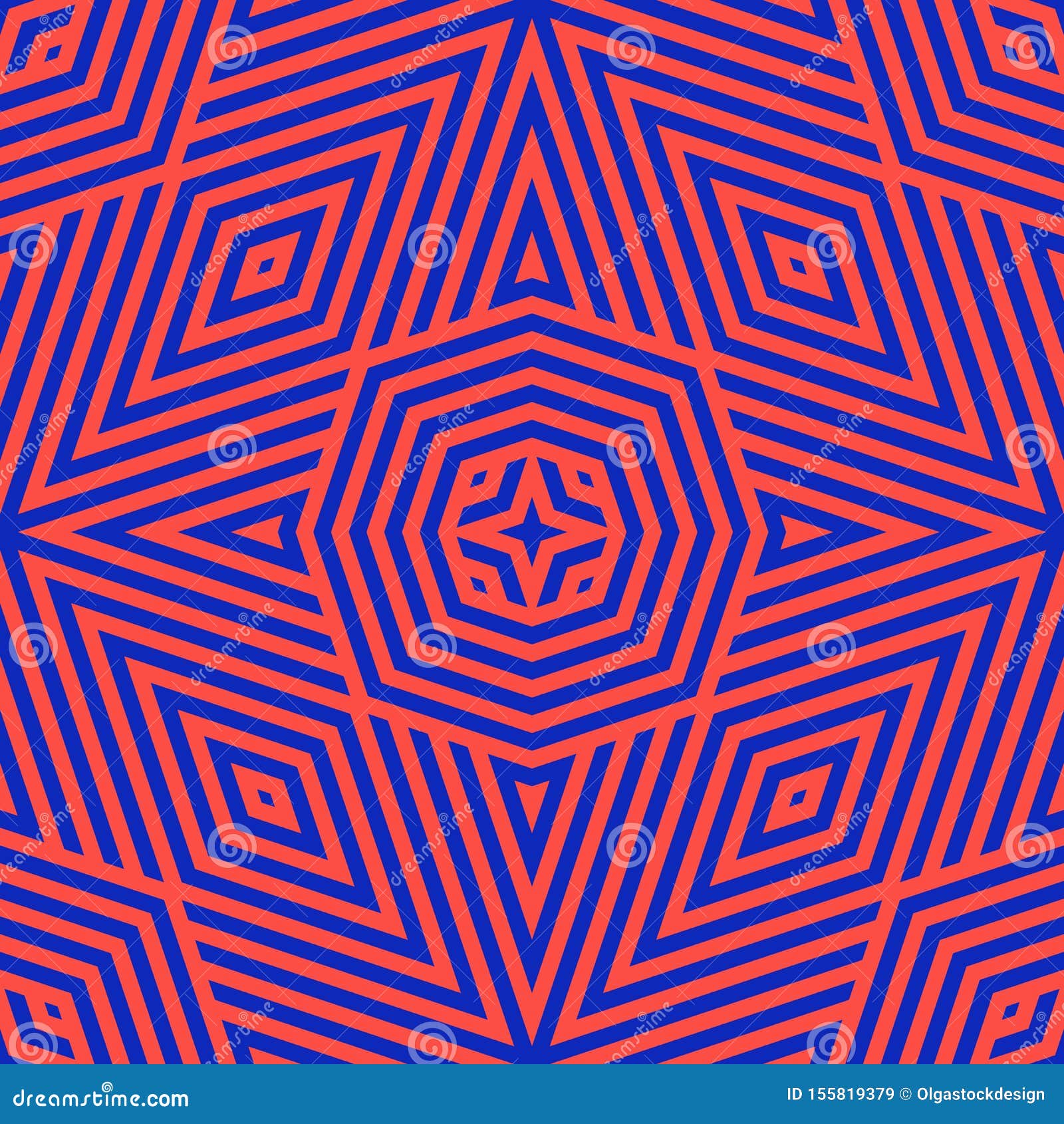 Vector Geometric Lines Seamless Pattern. Bright Blue and Red Abstract ...