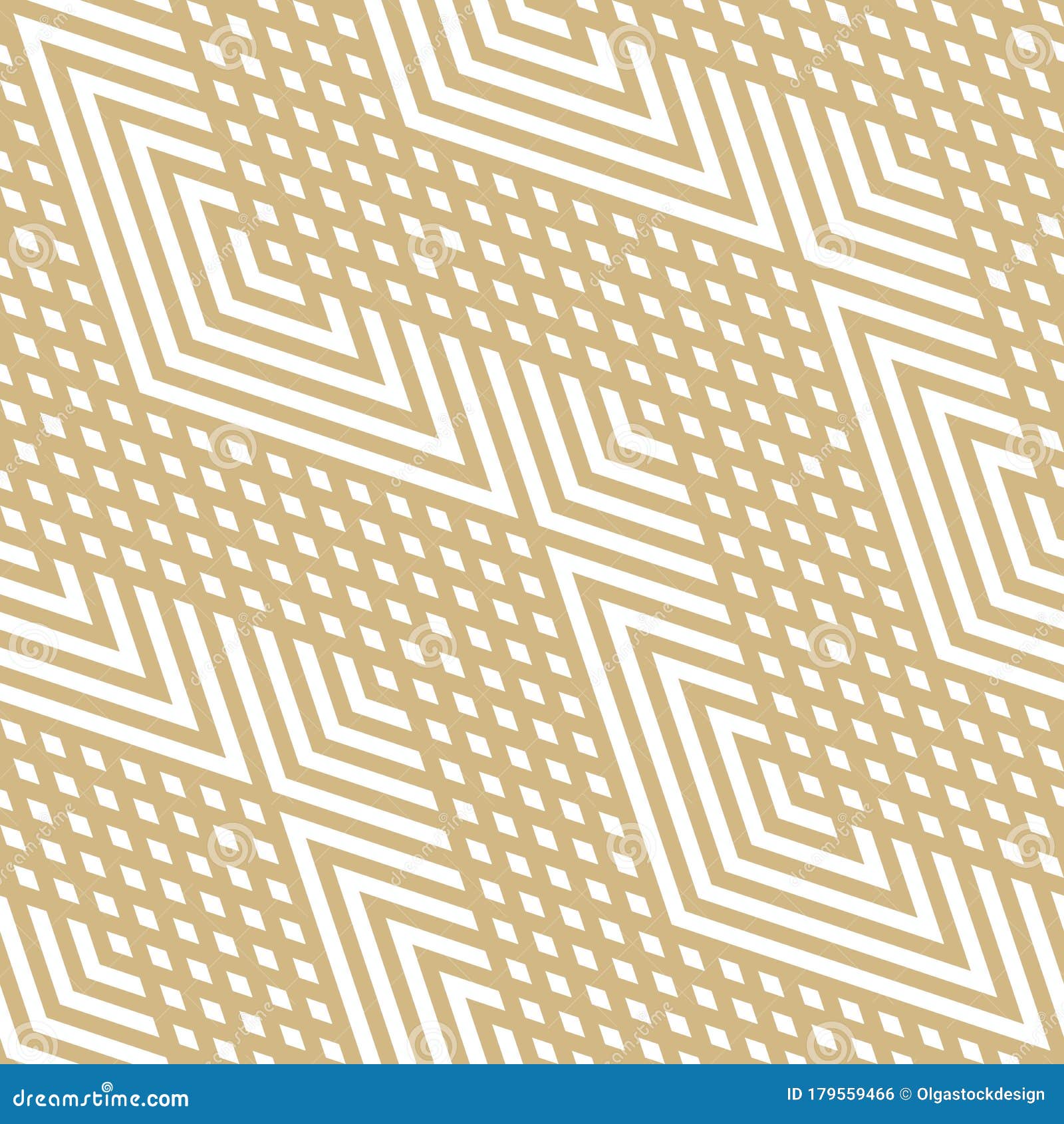 Vector Geometric Lines Seamless Pattern. Golden Texture with Diagonal ...