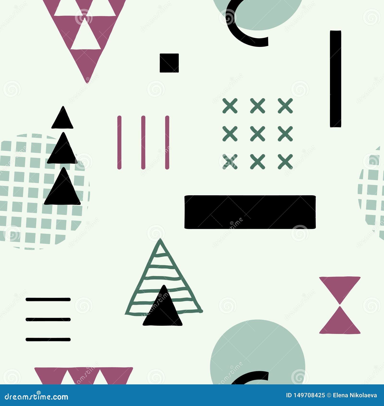 Geometric Memphis Style Seamless Pattern Stock Vector - Illustration of ...