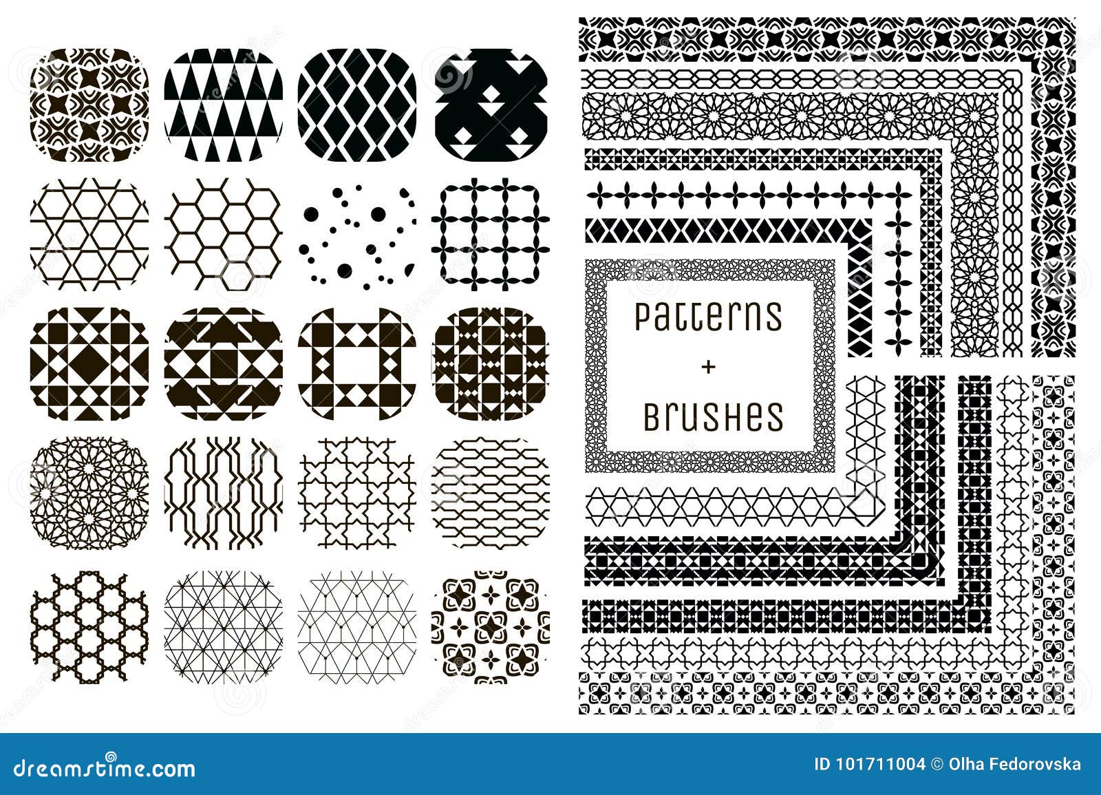 20 Vector Geometric Patterns and 11 Pattern Brushes Stock Vector ...