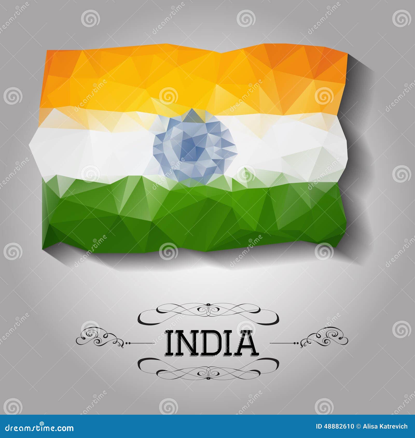 Vector Geometric Polygonal India Flag. Stock Vector - Illustration of ...