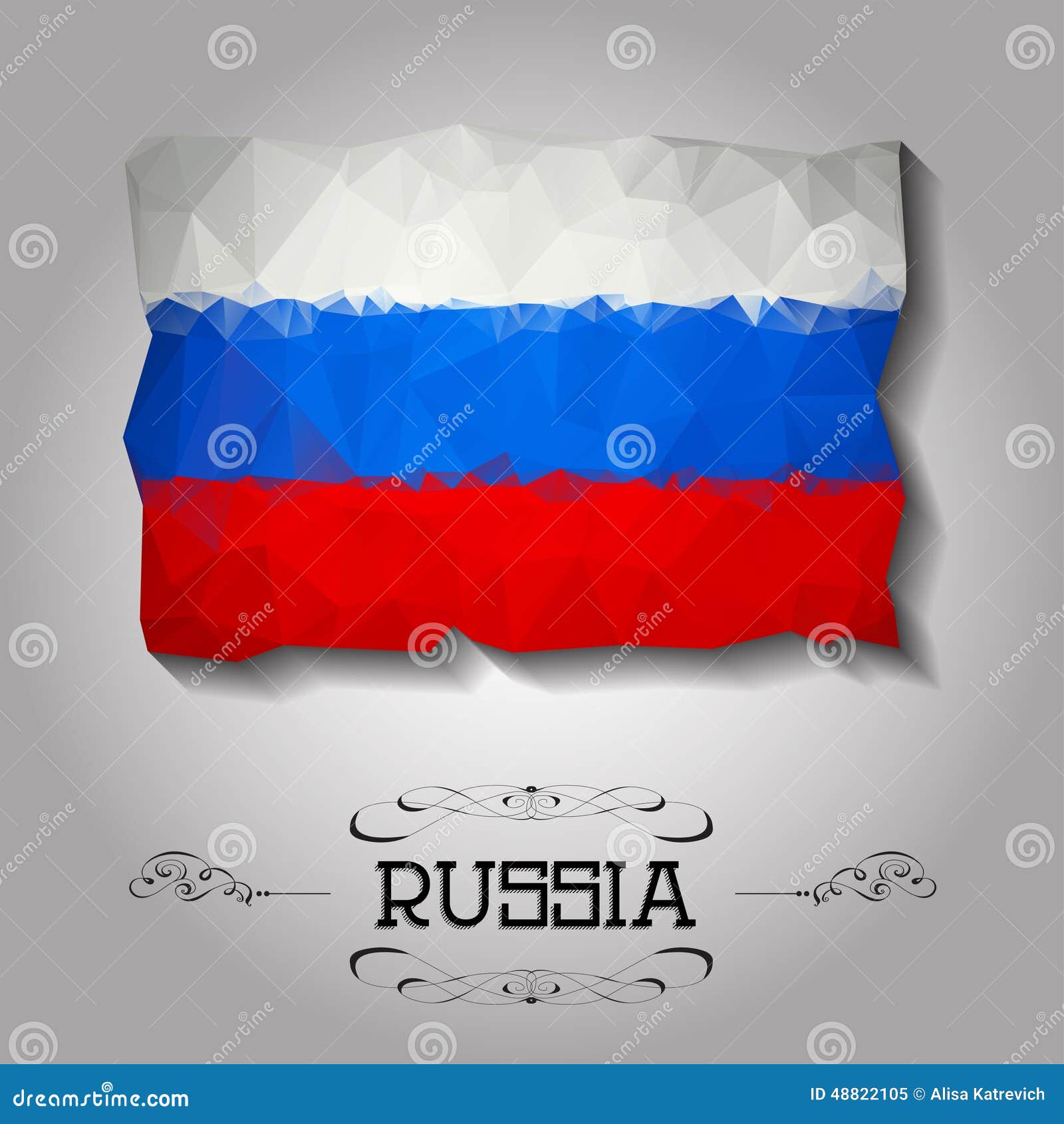 Vector Geometric Polygonal Russia Flag. Stock Vector - Illustration of ...
