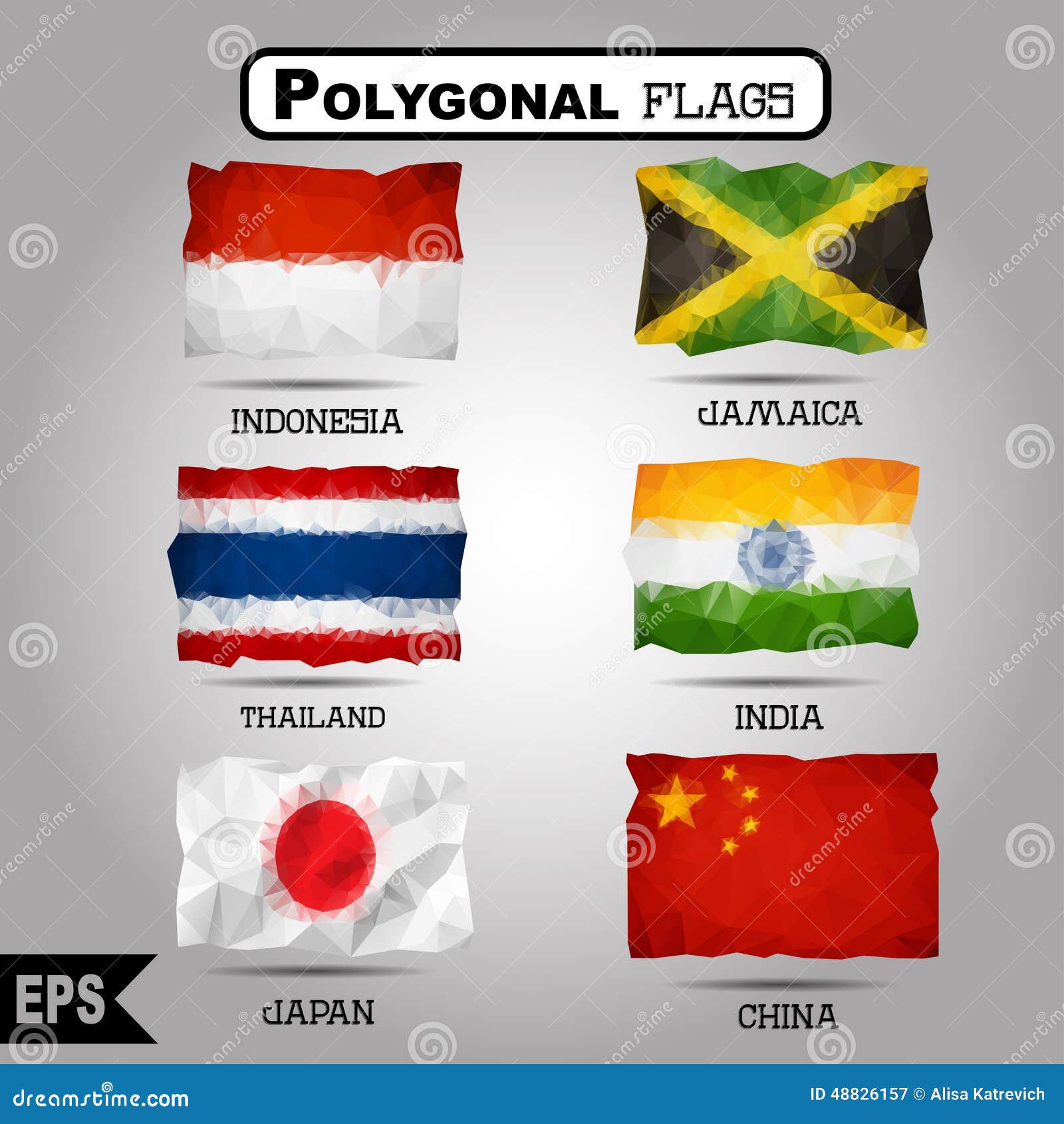 Vector Geometric Polygonal World Flag Collection. Stock Vector ...