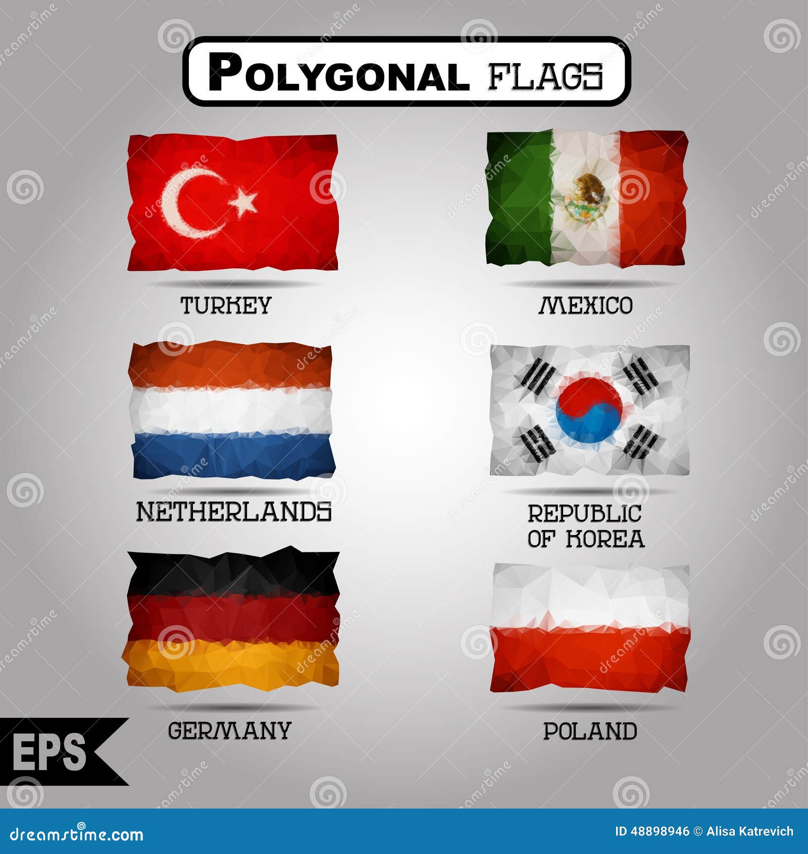 Vector Geometric Polygonal World Flag Collection. Stock Vector ...