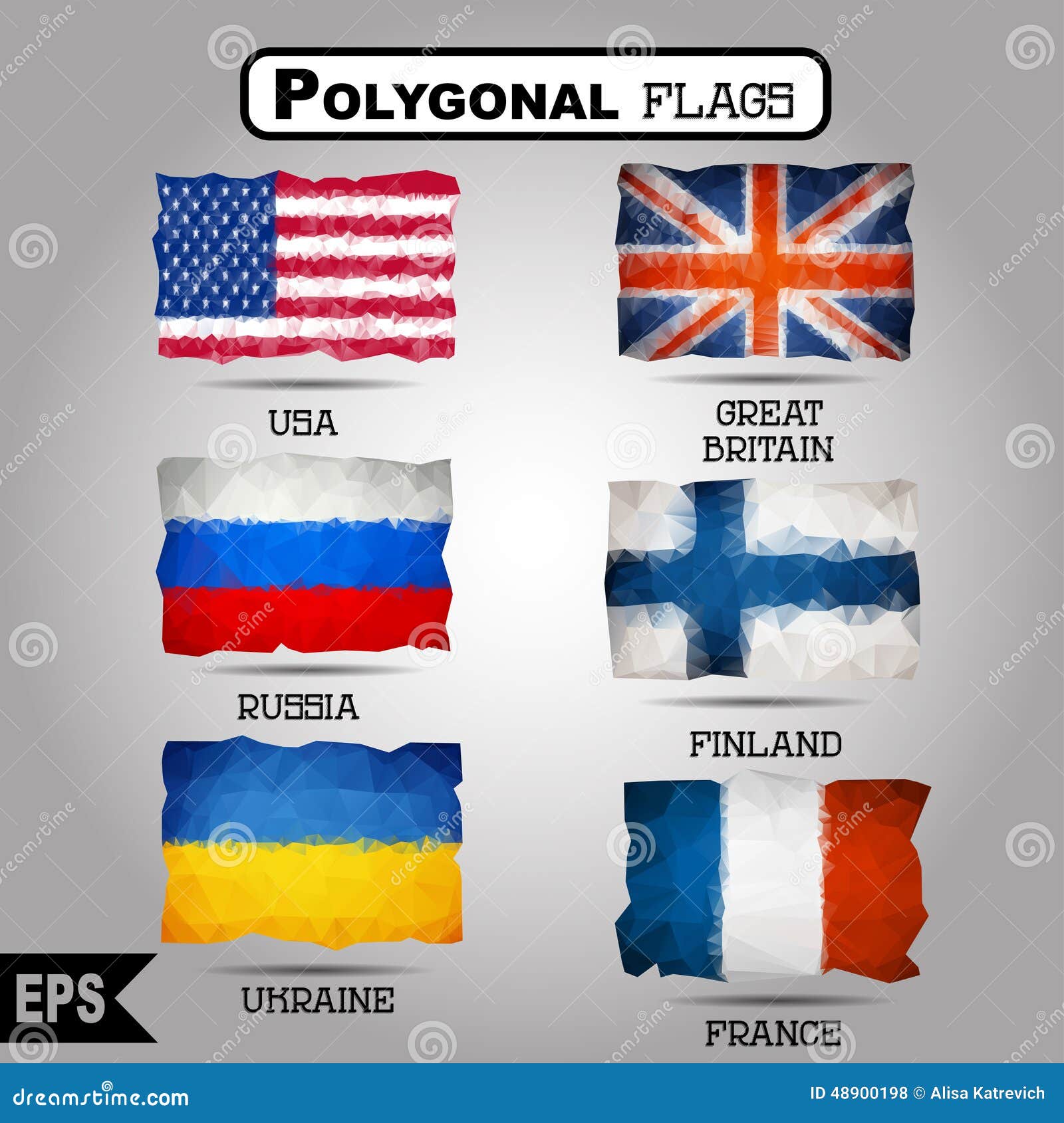 Vector Geometric Polygonal World Flag Collection. Stock Vector ...