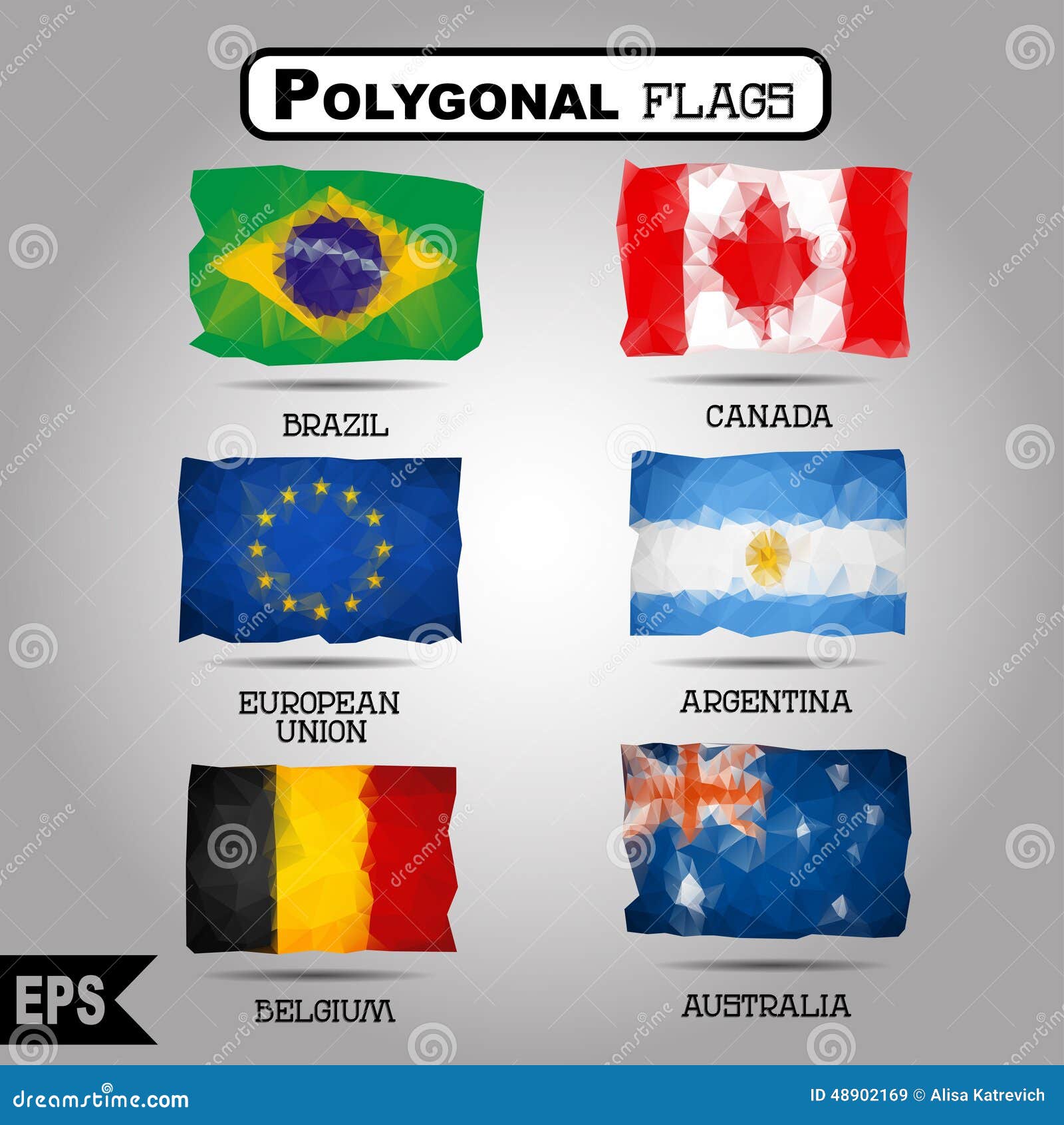 Vector Geometric Polygonal World Flag Collection. Stock Vector ...