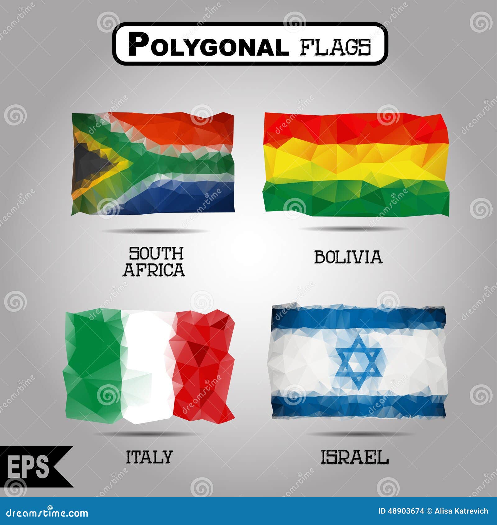 Vector Geometric Polygonal World Flag Collection. Stock Vector ...