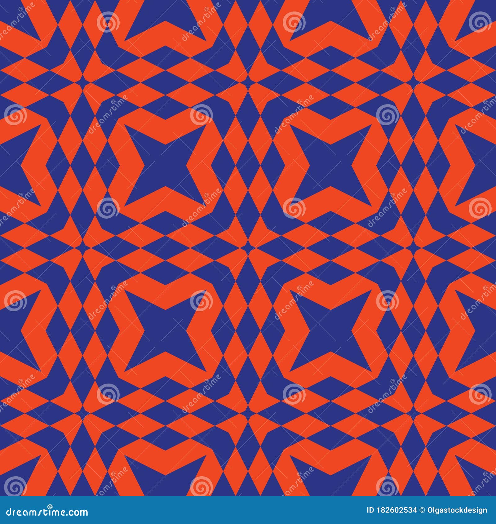Vector Geometric Seamless Pattern. Abstract Red and Blue Ornament ...