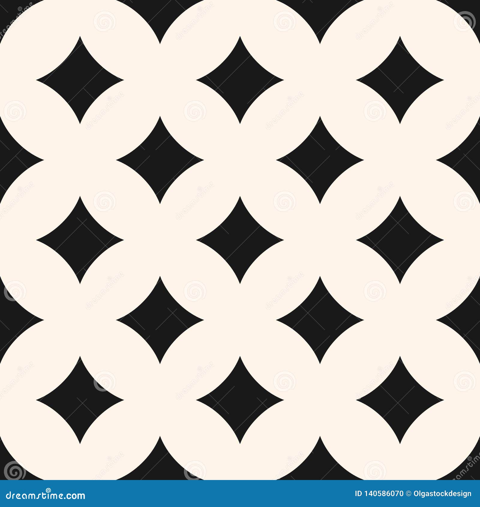 Vector Geometric Seamless Pattern with Big Rhombuses, Curved Diamond ...