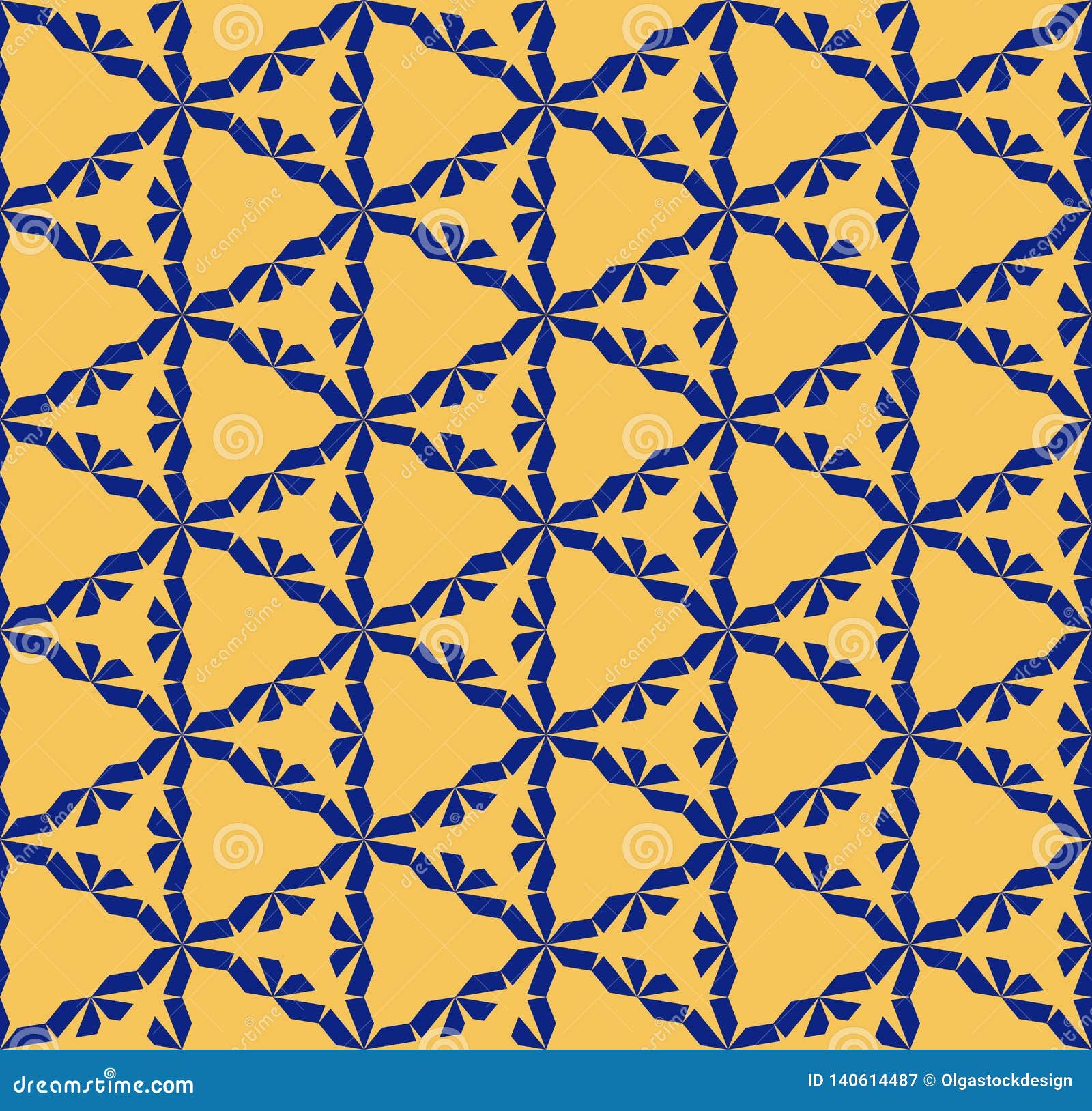 Vector Geometric Seamless Pattern. Blue and Yellow Abstract Grid ...