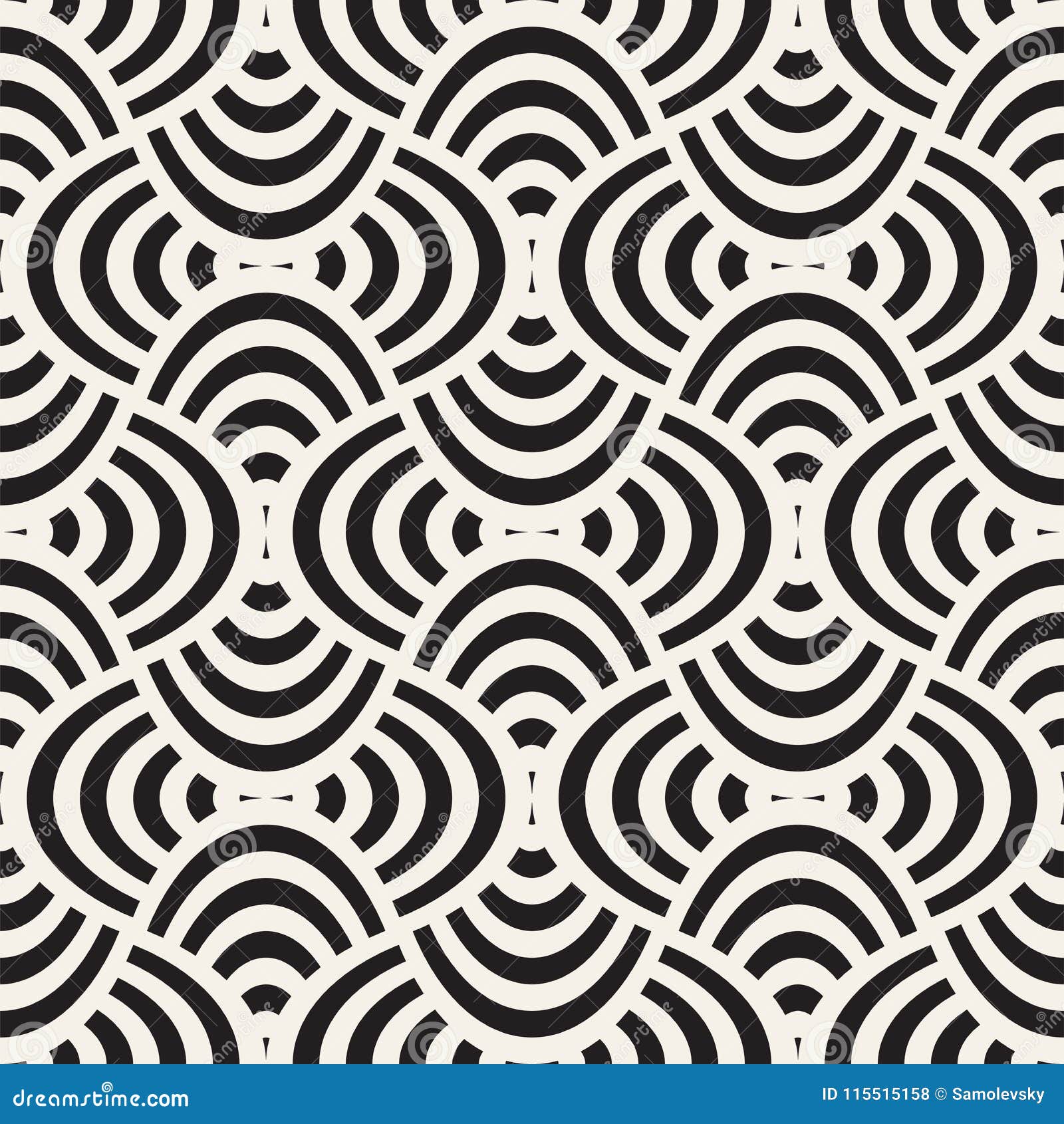 Vector Geometric Seamless Pattern with Curved Shapes Grid. Abstract ...