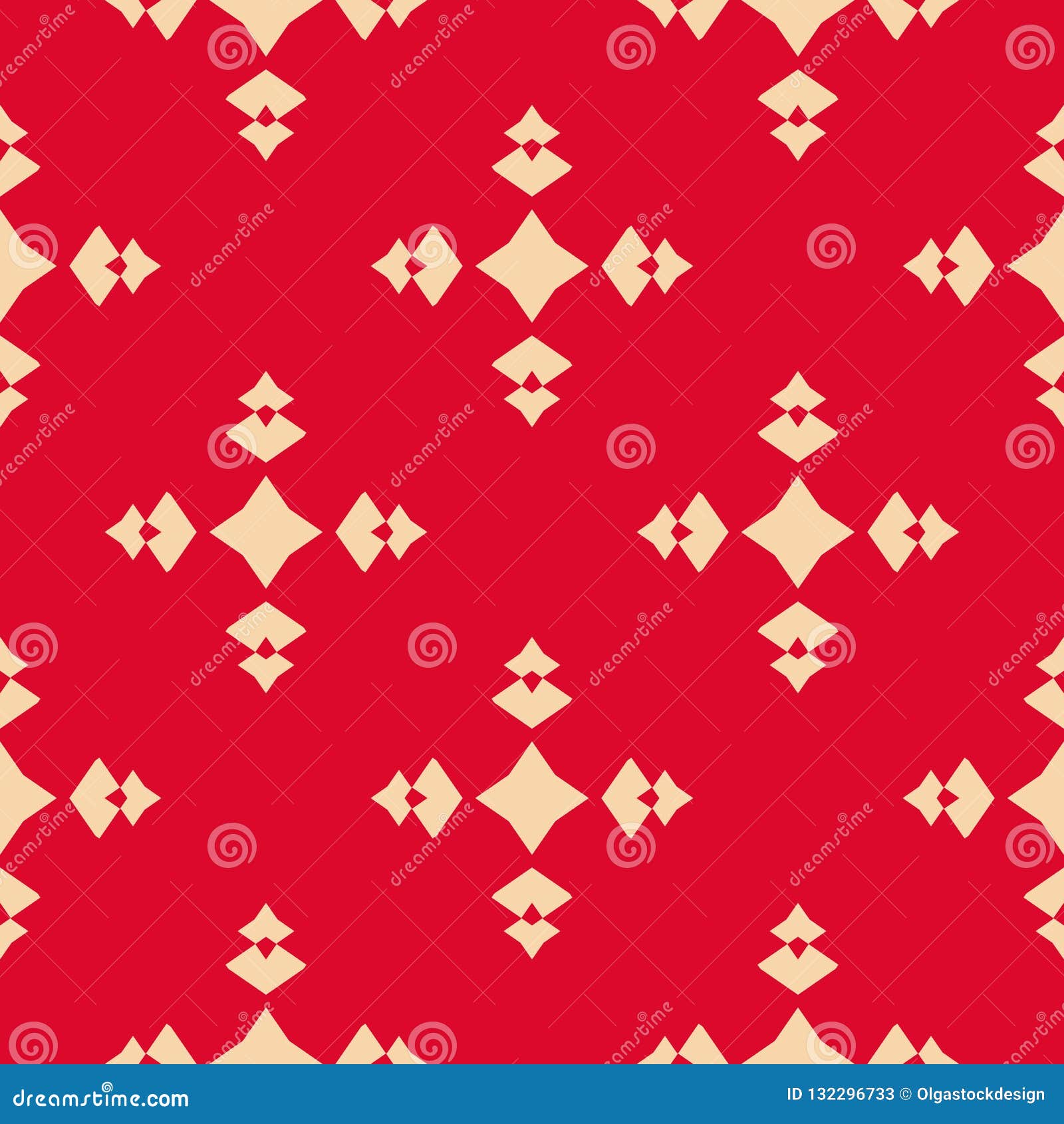 Vector Geometric Seamless Pattern with Diamond Shapes in Red and Beige ...