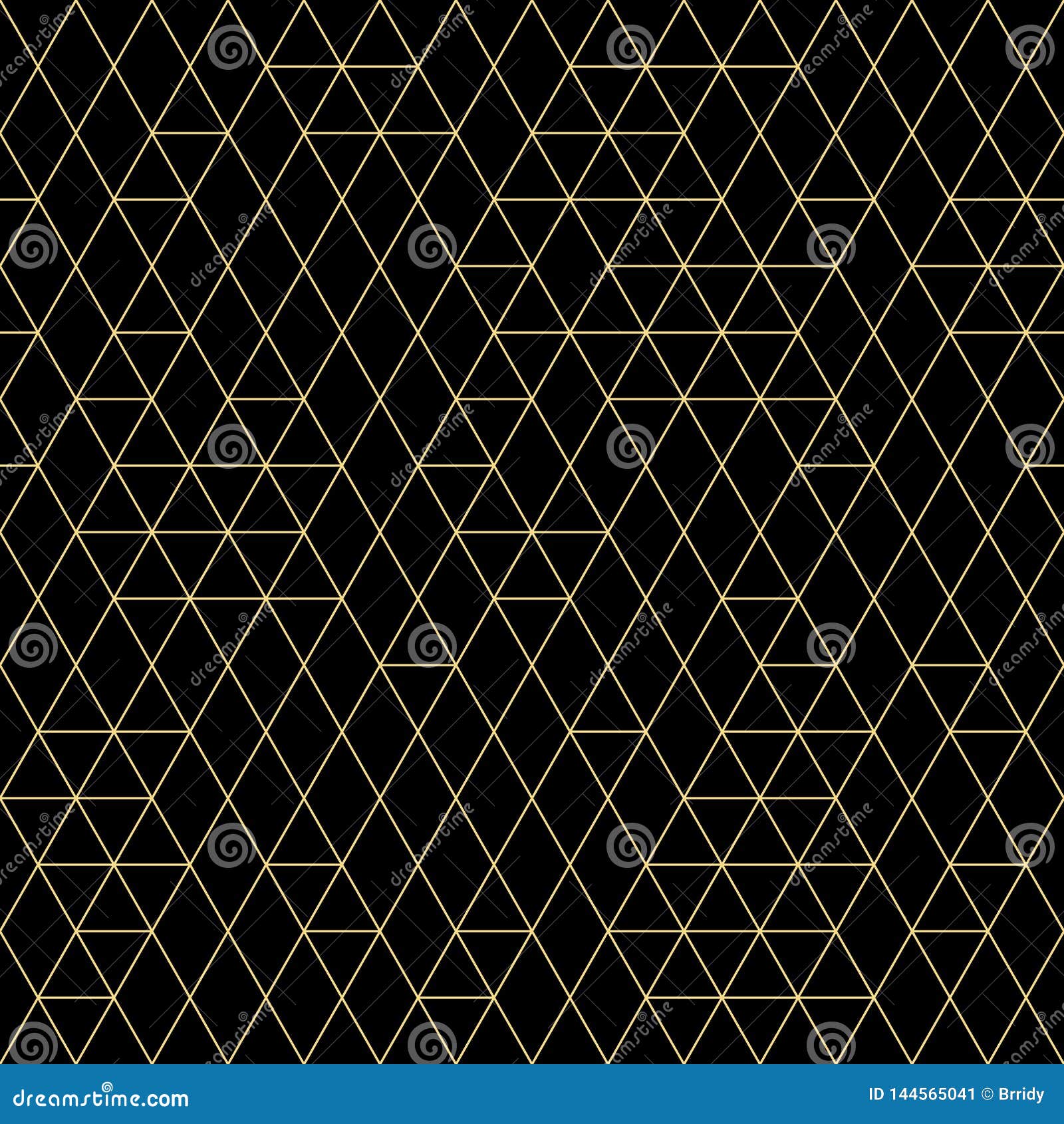 Vector Geometric Seamless Pattern. Golden Triangles on Dark Background ...