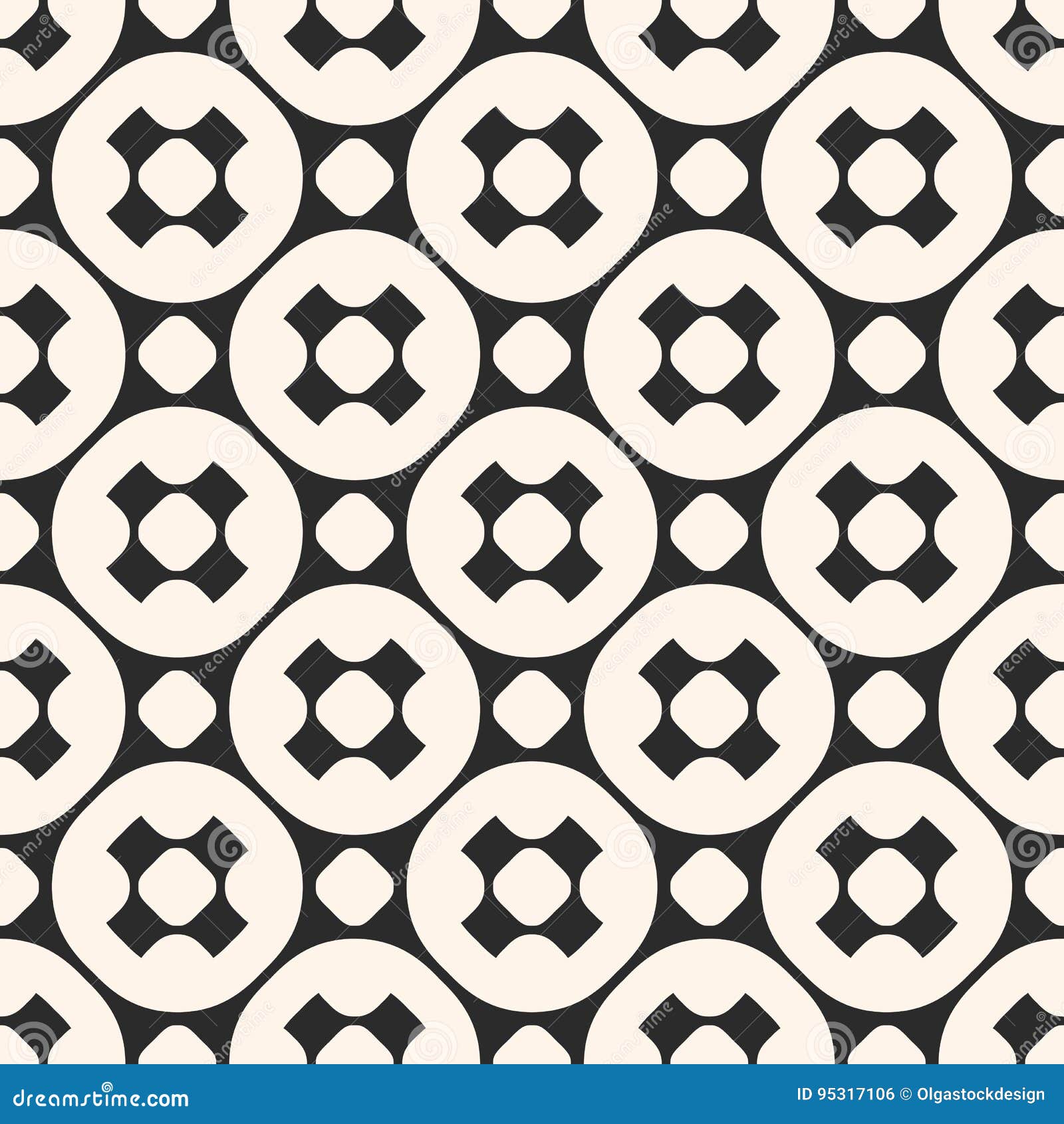 Vector Geometric Seamless Pattern, Monochrome Texture with Cross Stock ...