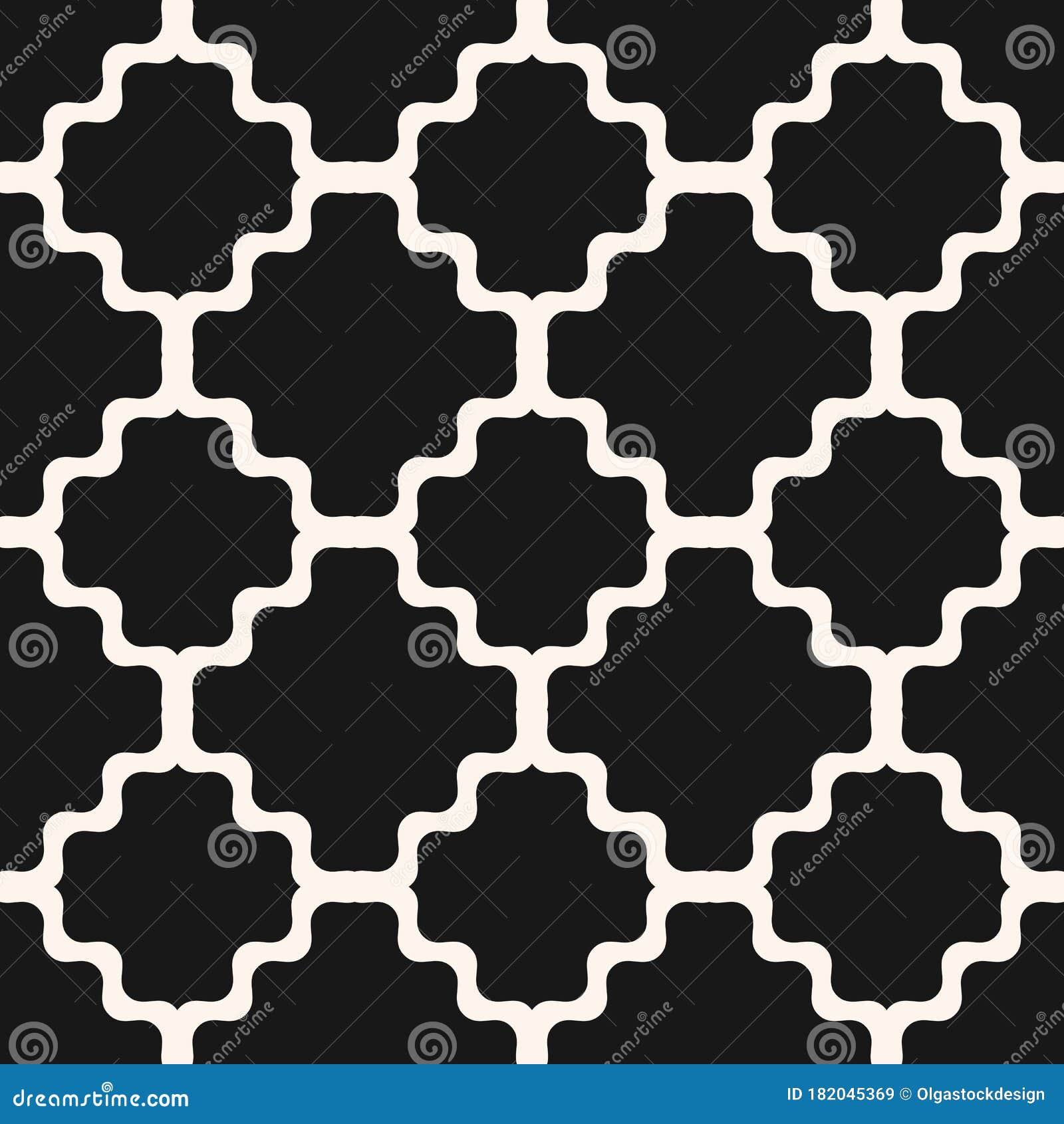 Vector Geometric Seamless Pattern With Ornamental Grid Net Mesh Lattice Stock Vector