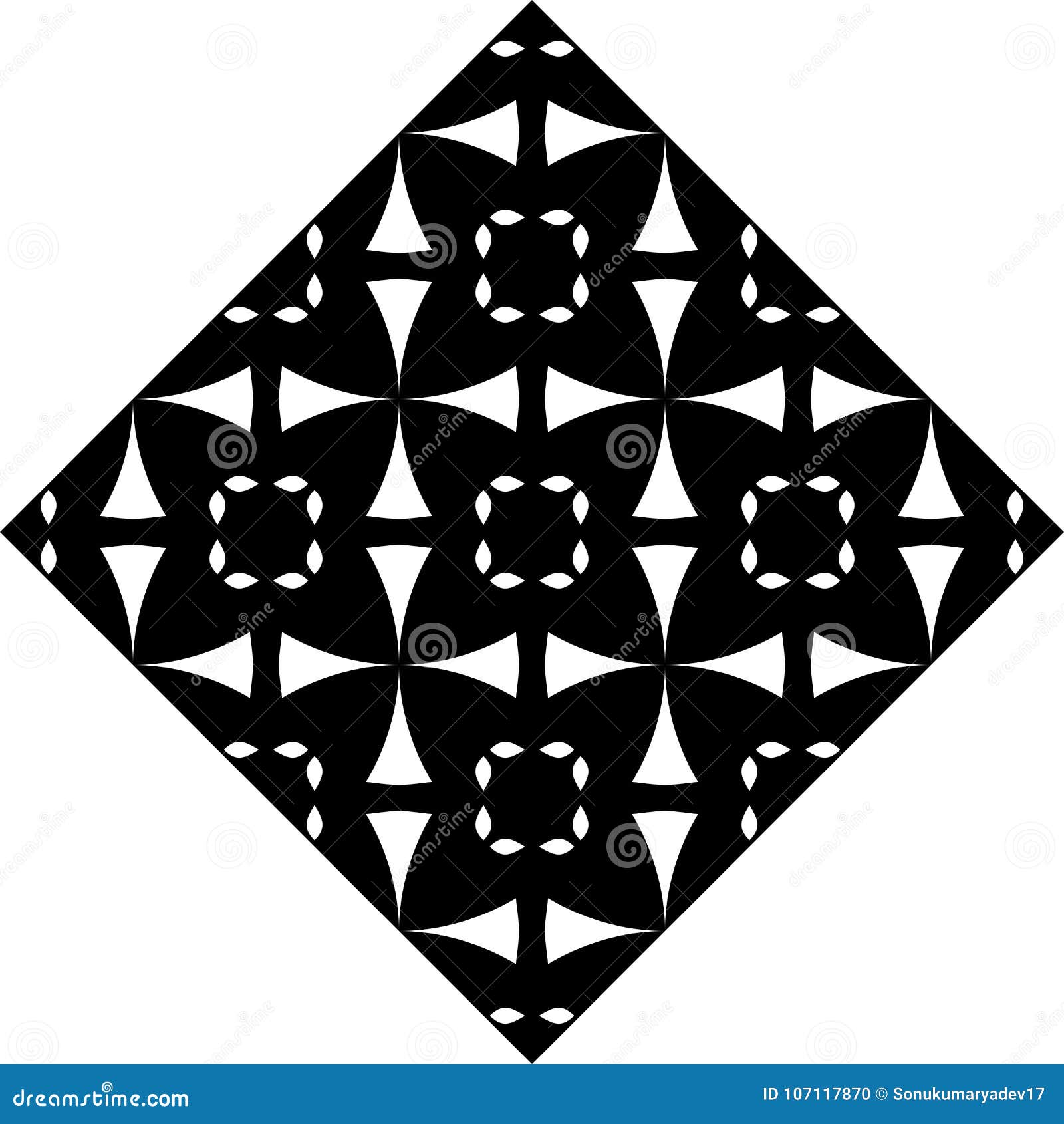 Vector Geometric Seamless Pattern with Rhombuses, Curved Stock Vector ...