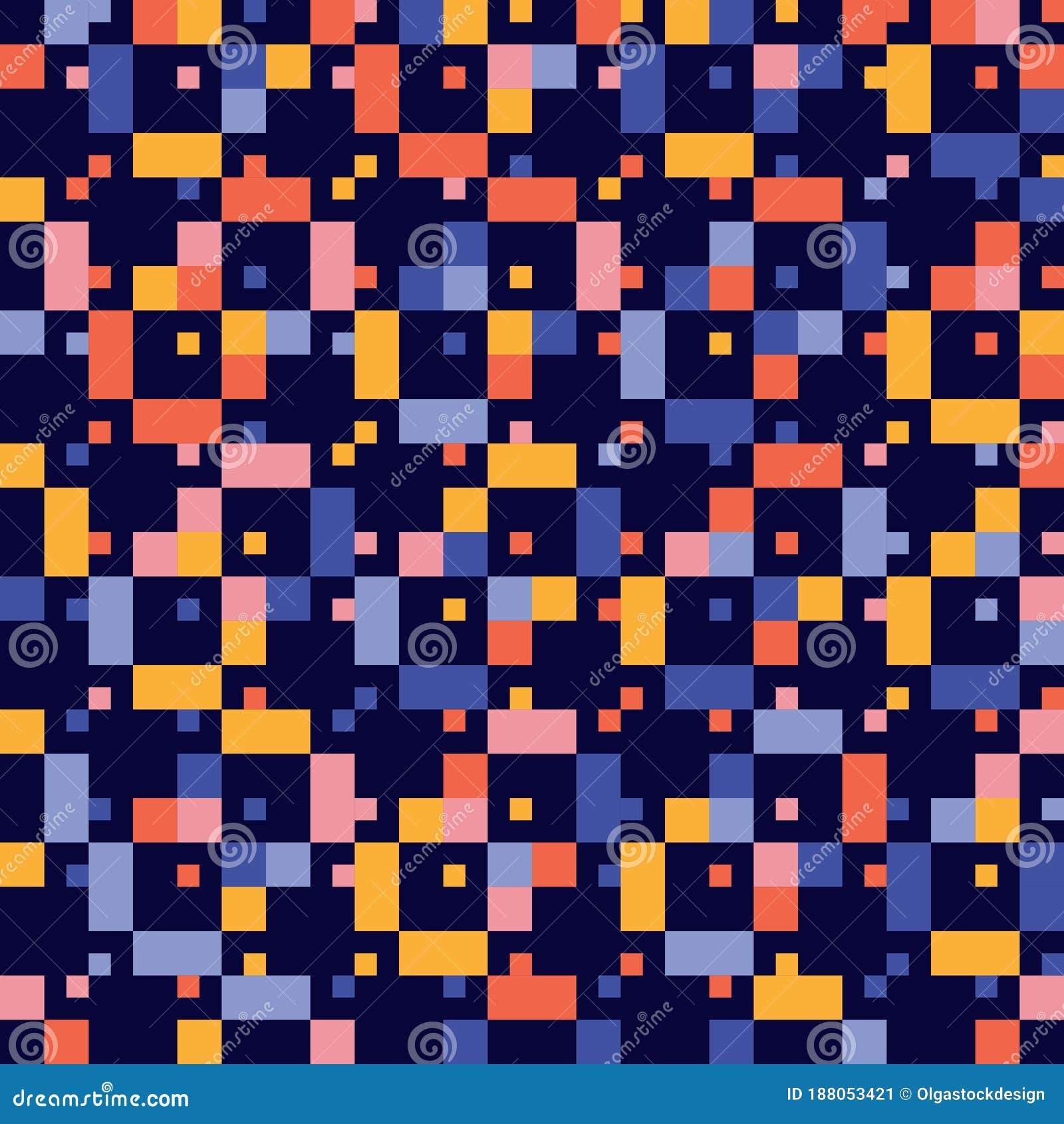 Vector Geometric Seamless Pattern with Small Colorful Squares. Pixel ...
